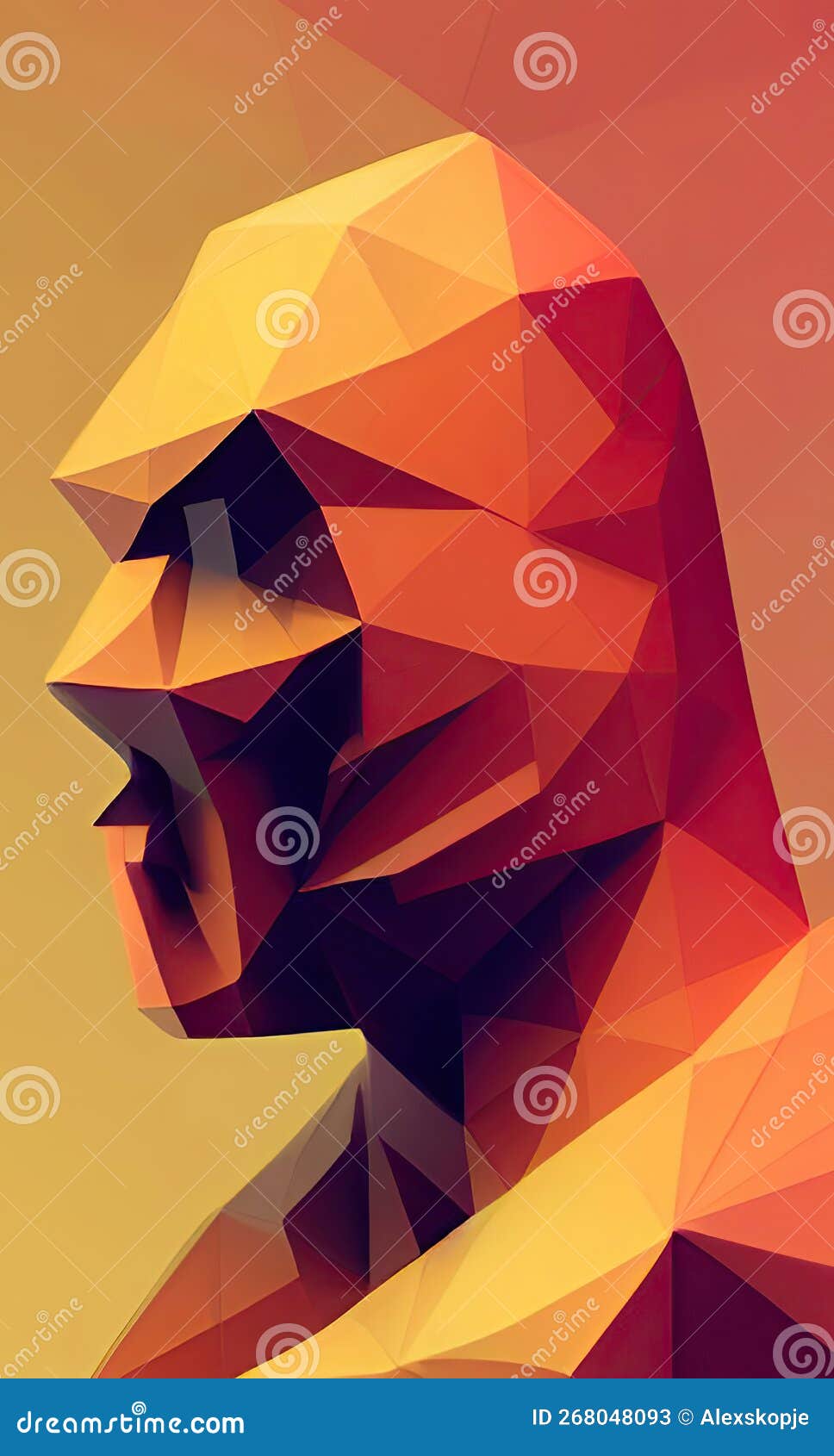 Low Poly Man`s Head 3d Illustration Stock Illustration - Illustration ...