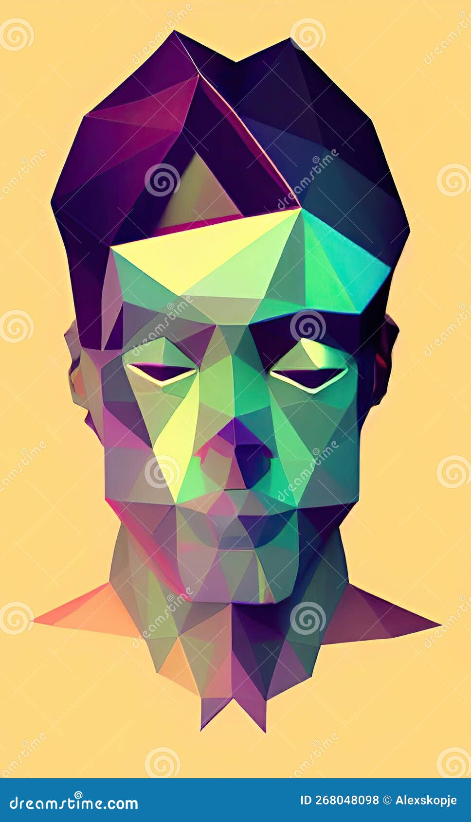 Low Poly Man`s Head 3d Illustration Stock Illustration - Illustration ...
