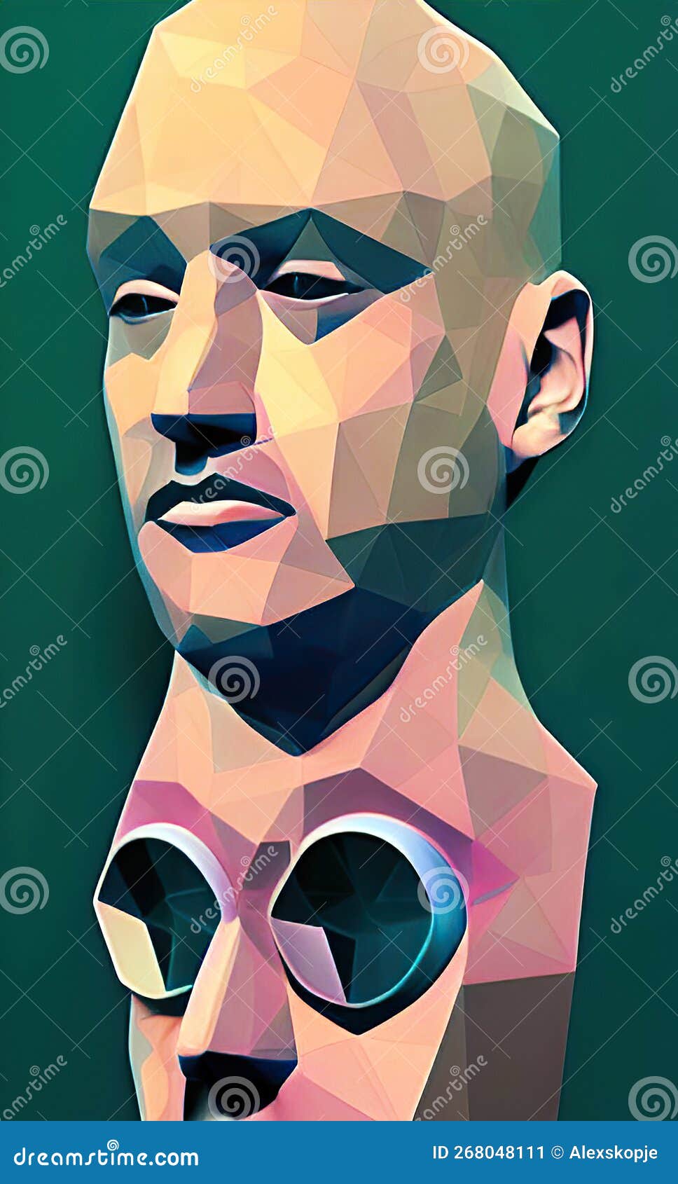 Low Poly Man`s Head 3d Illustration Stock Illustration - Illustration ...