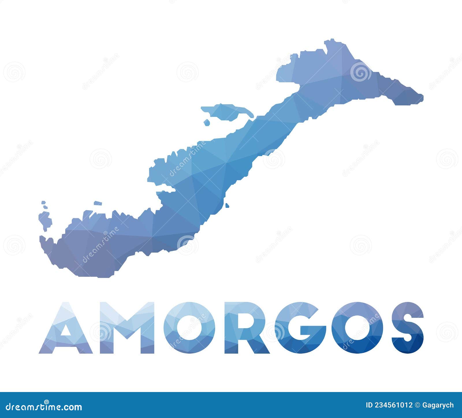 Low poly map of Amorgos. stock vector. Illustration of mesh - 234561012