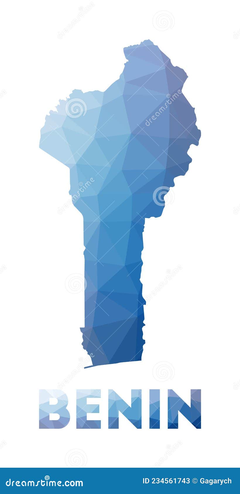 Low poly map of Benin. stock vector. Illustration of beninese - 234561743