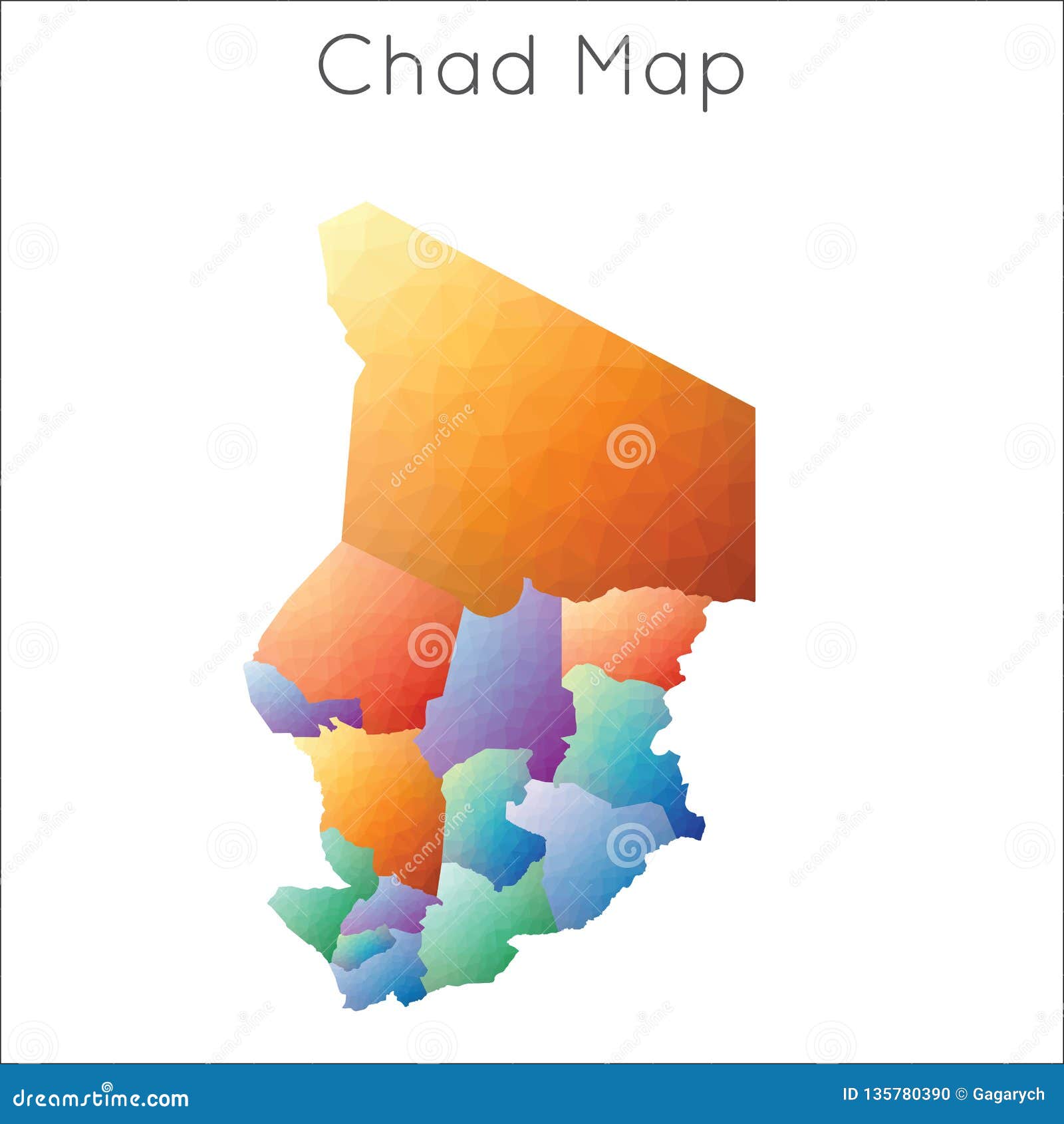 Low Poly map of Chad. stock vector. Illustration of destination - 135780390