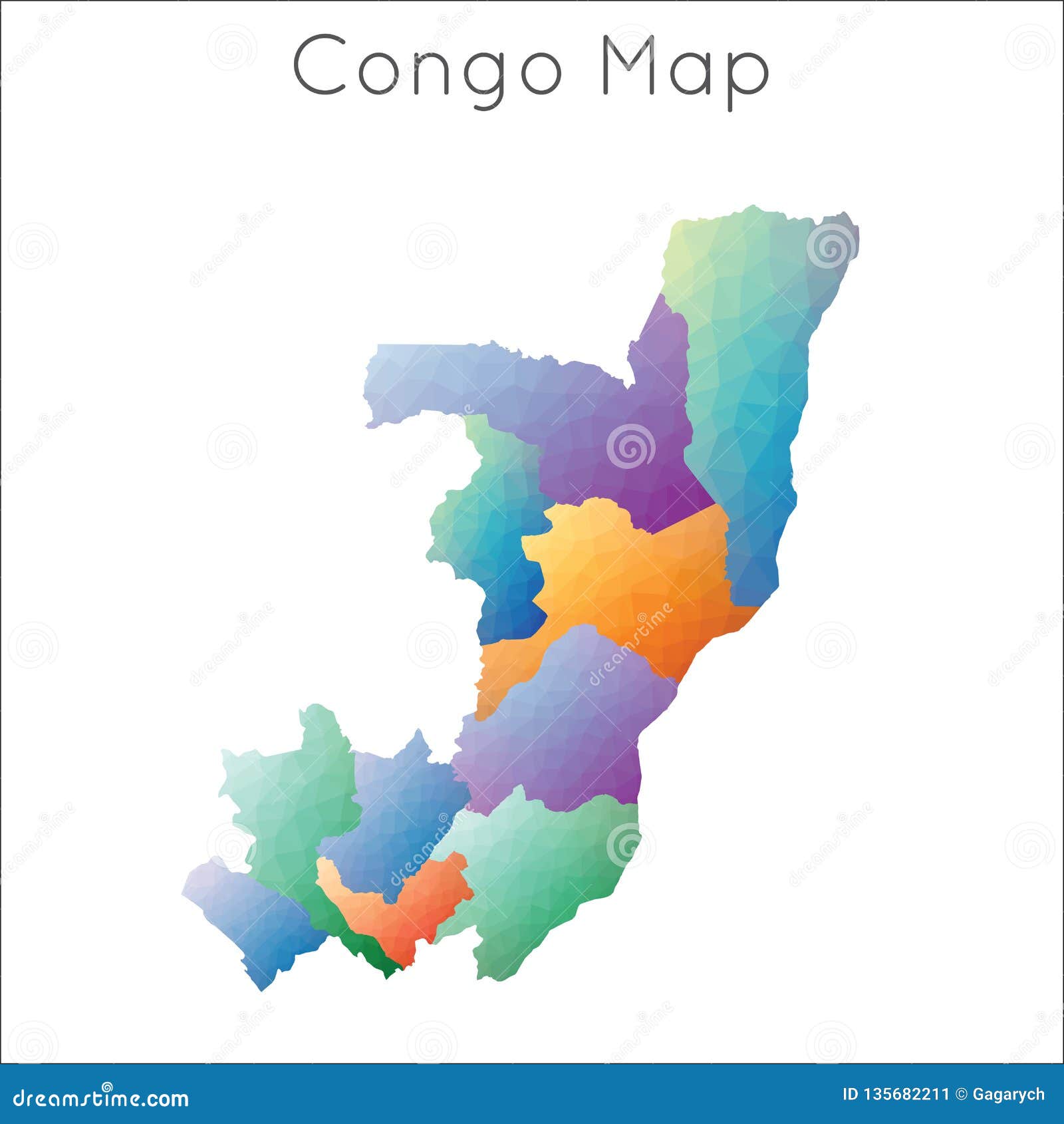 Low Poly Map Of Congo. Cartoon Vector | CartoonDealer.com #135682211