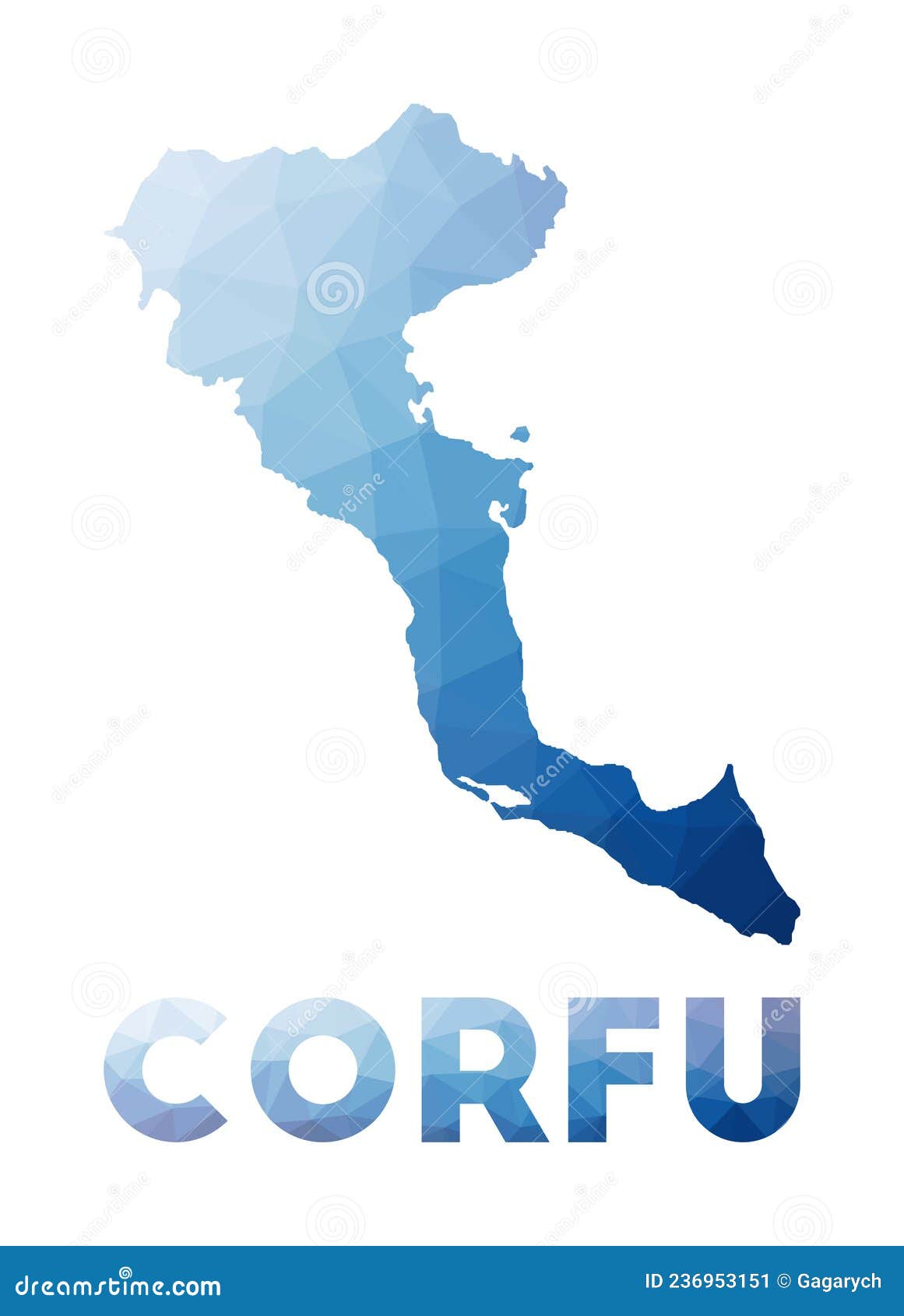 Low Poly Map Of Corfu. Cartoon Vector | CartoonDealer.com #236953151