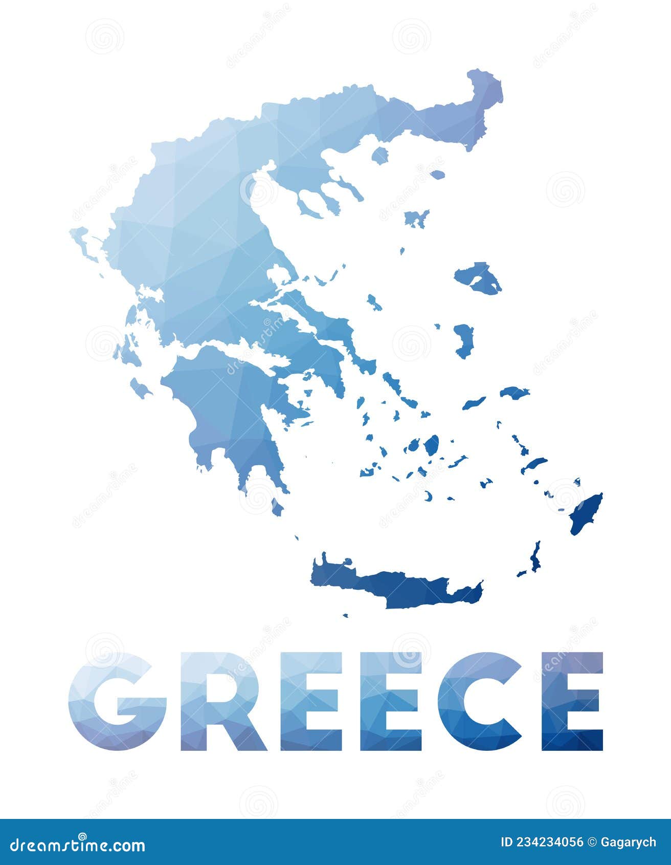 Low poly map of Greece. stock vector. Illustration of mesh - 234234056