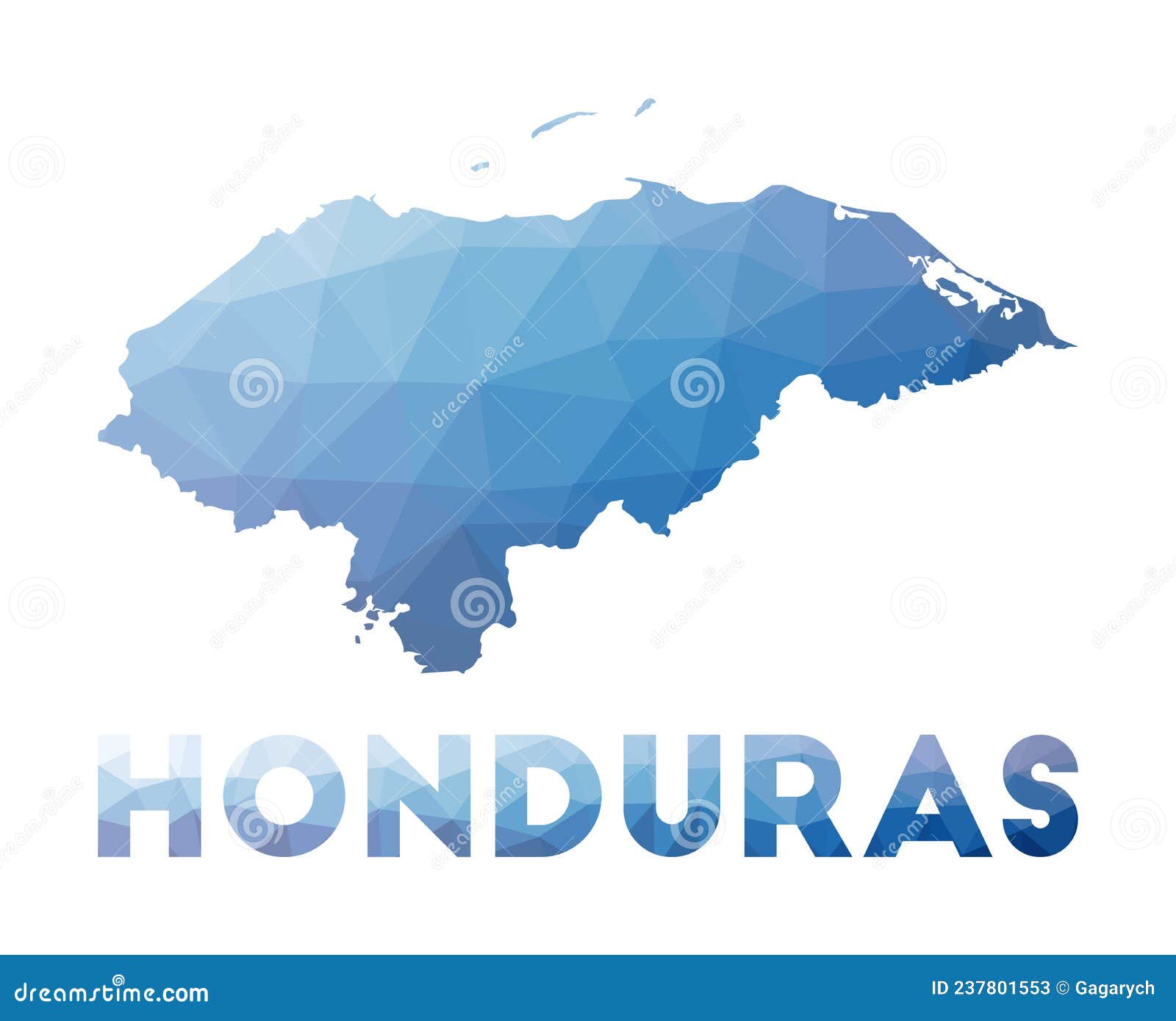 Low poly map of Honduras. stock vector. Illustration of outline - 237801553