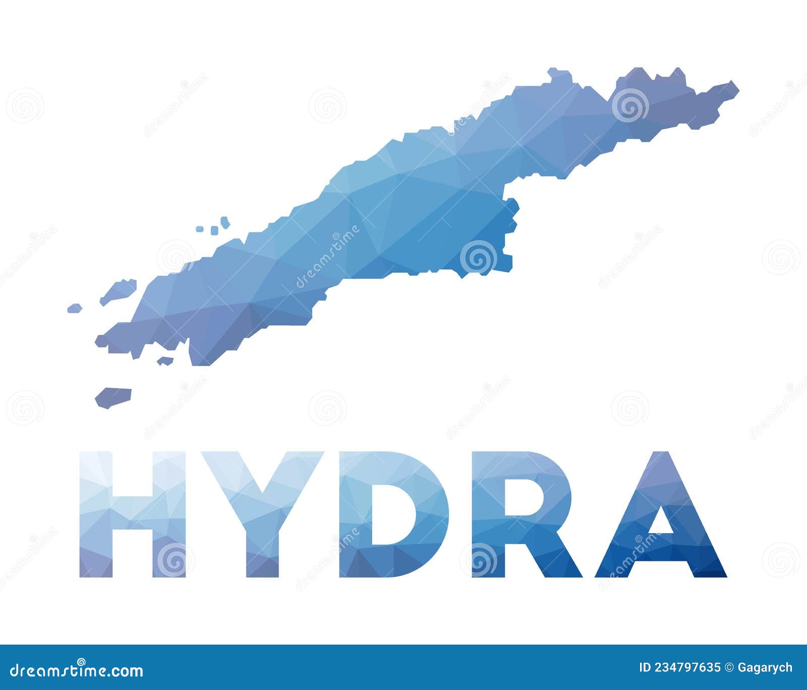Low poly map of Hydra. stock vector. Illustration of polygon - 234797635