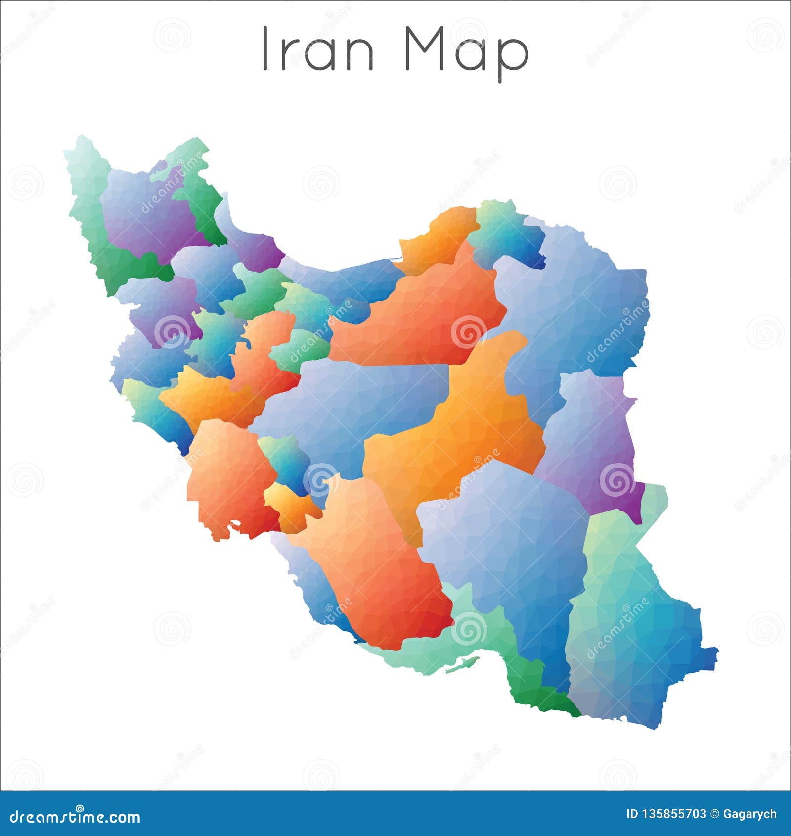 Low Poly map of Iran. stock vector. Illustration of homeland - 135855703