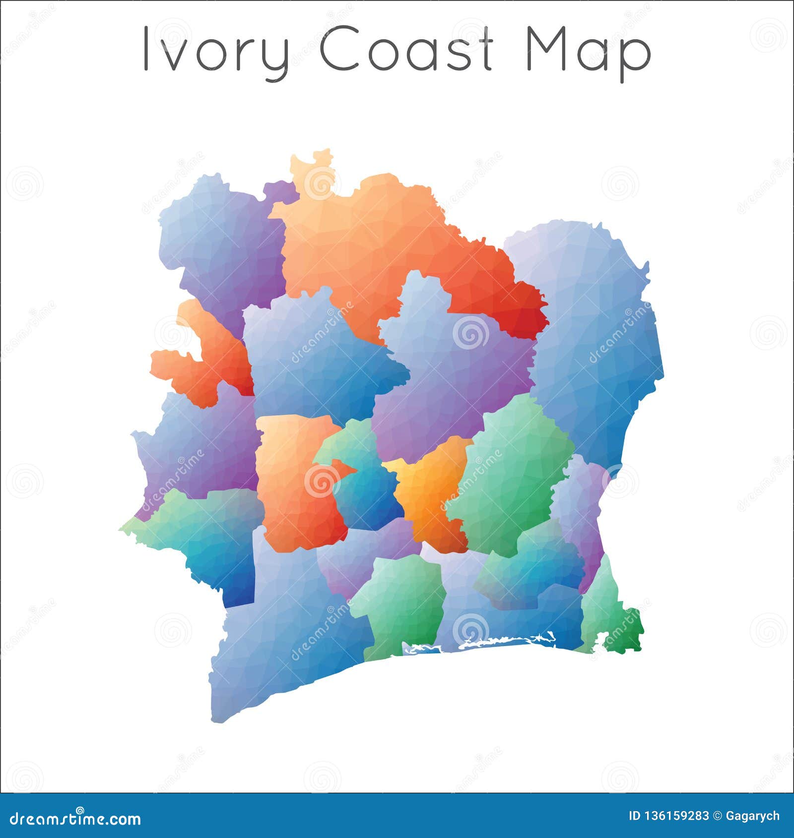 Low Poly Map of Ivory Coast. Stock Vector - Illustration of poster ...