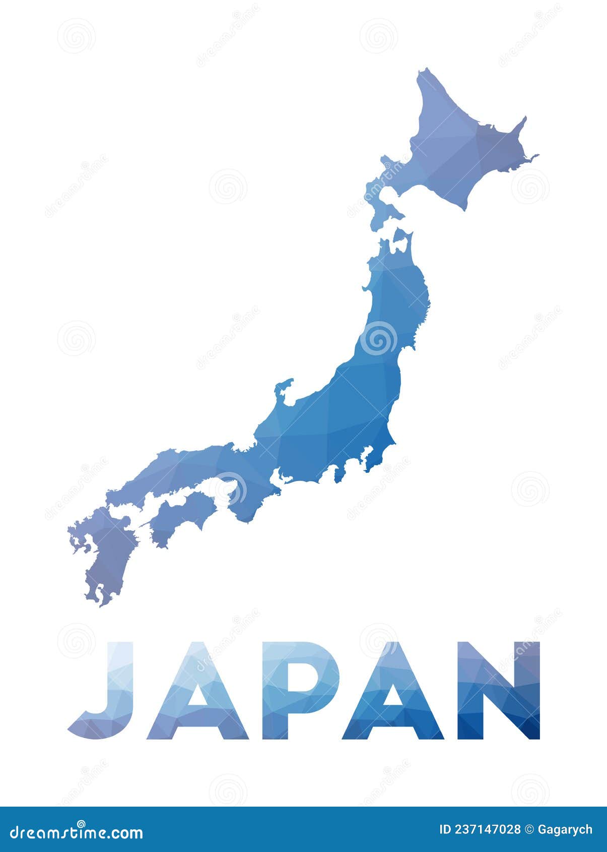 Low poly map of Japan. stock vector. Illustration of polygon - 237147028