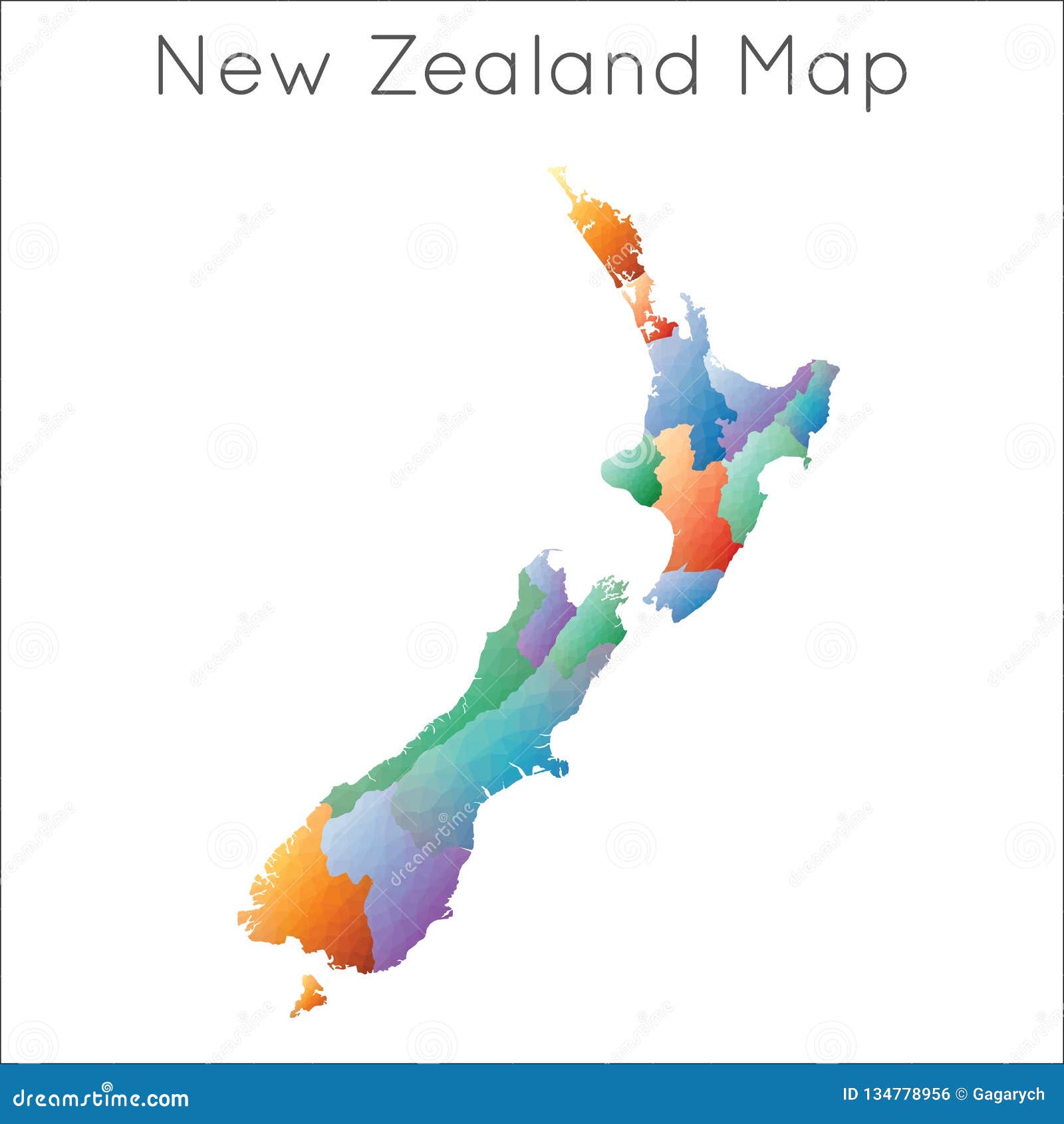 New Zealander Low Poly Regions. Vector Illustration | CartoonDealer.com ...
