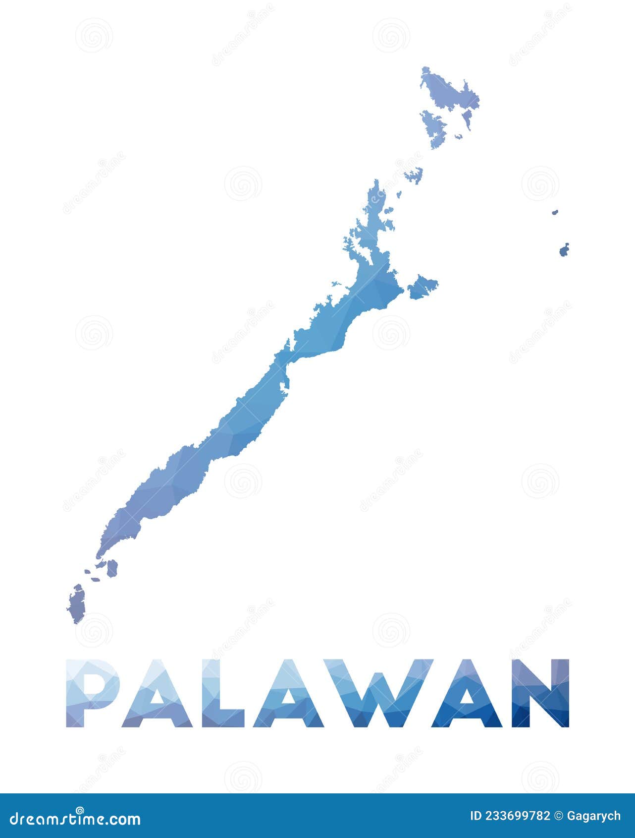 Low poly map of Palawan. stock vector. Illustration of border - 233699782