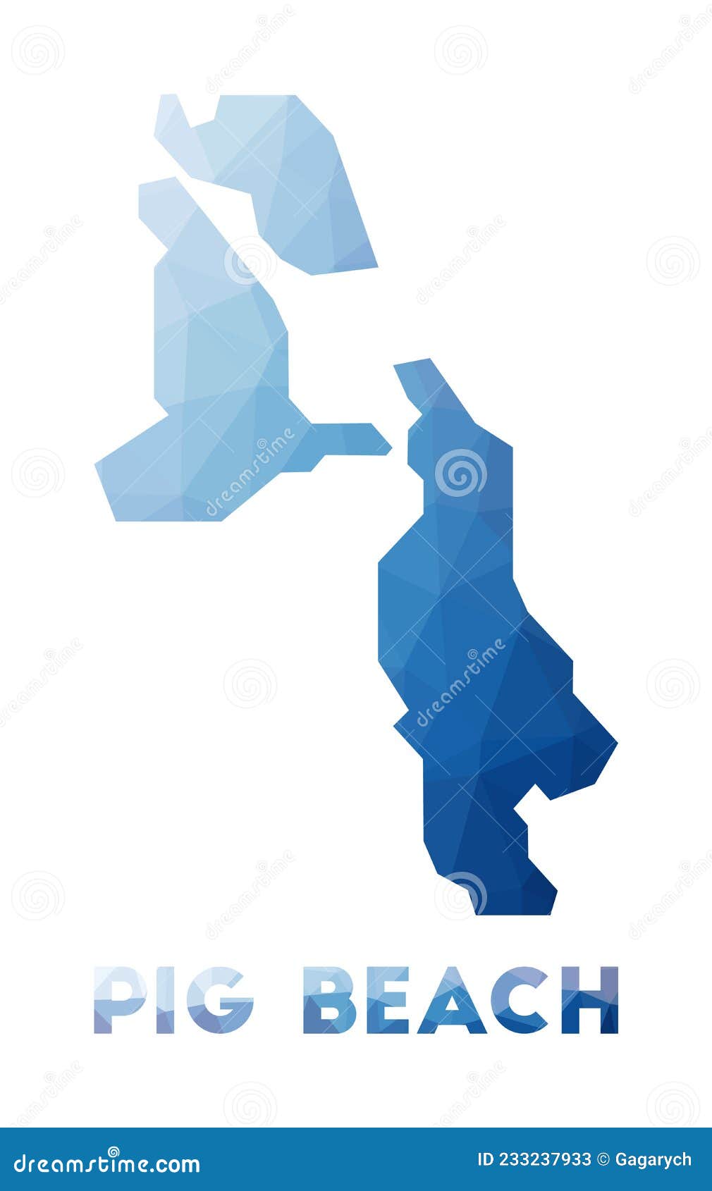 Low poly map of Pig Beach. stock vector. Illustration of element ...
