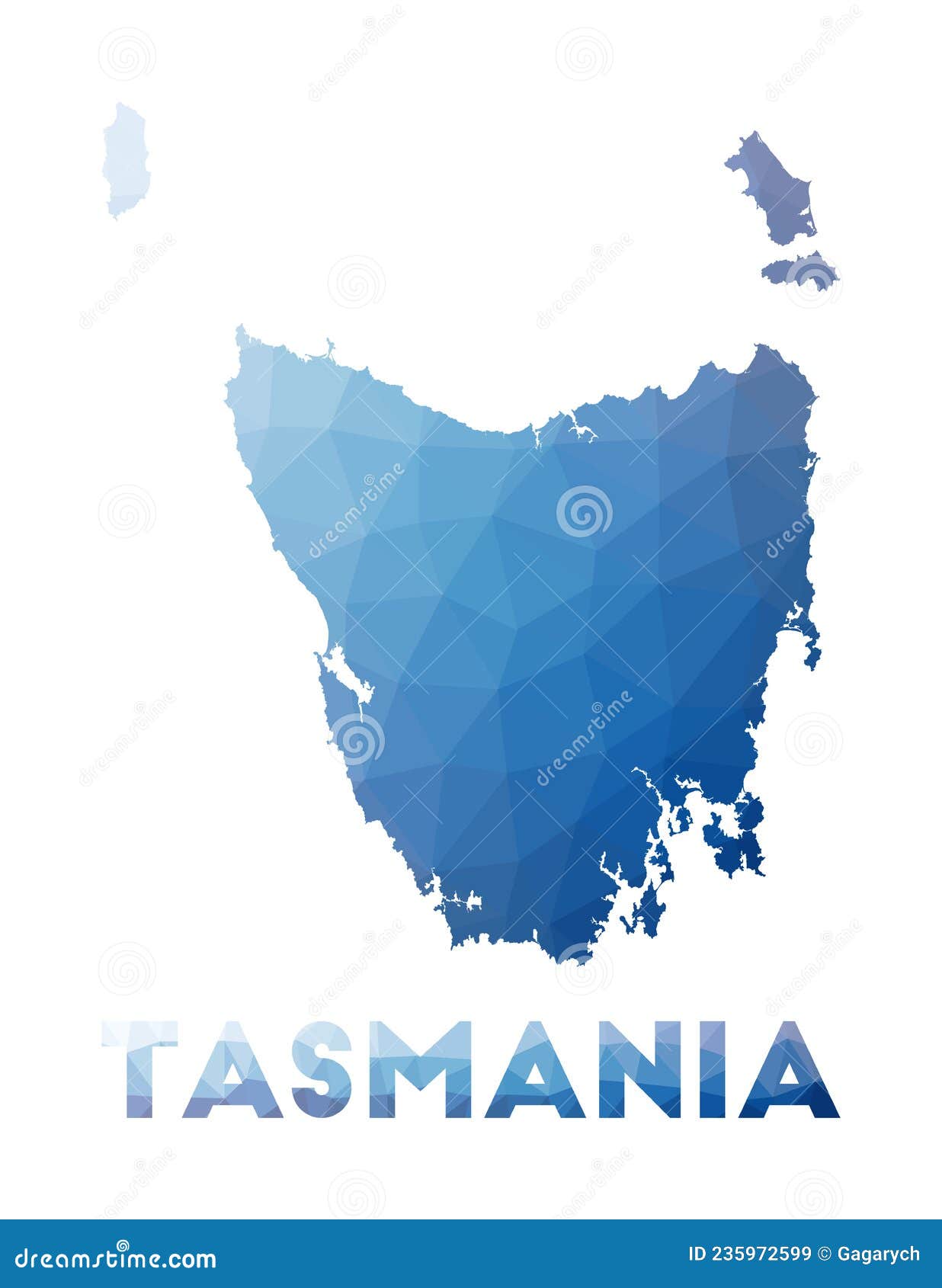 Low poly map of Tasmania. stock vector. Illustration of polygon - 235972599