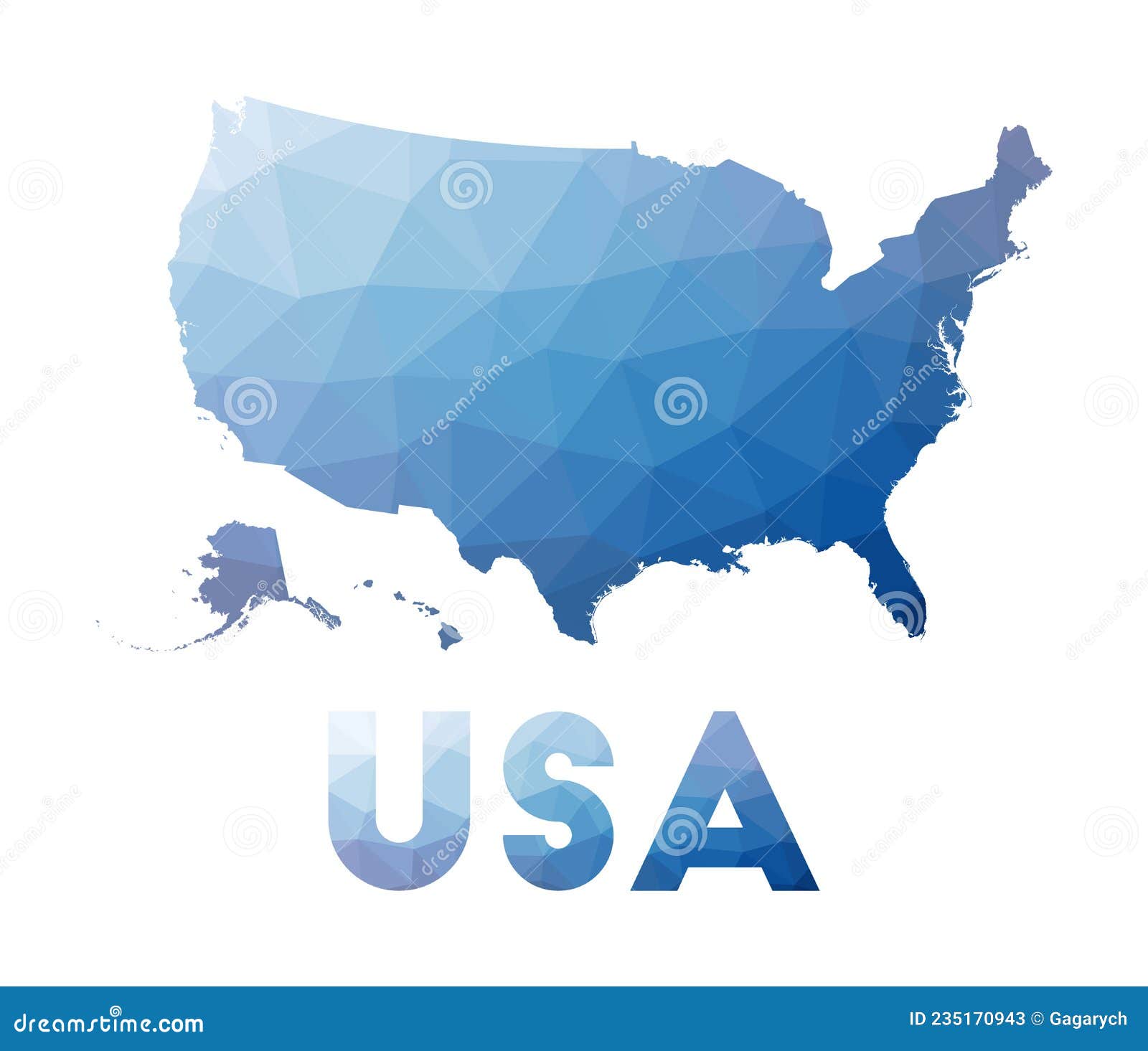 Low poly map of USA. stock vector. Illustration of creative - 235170943