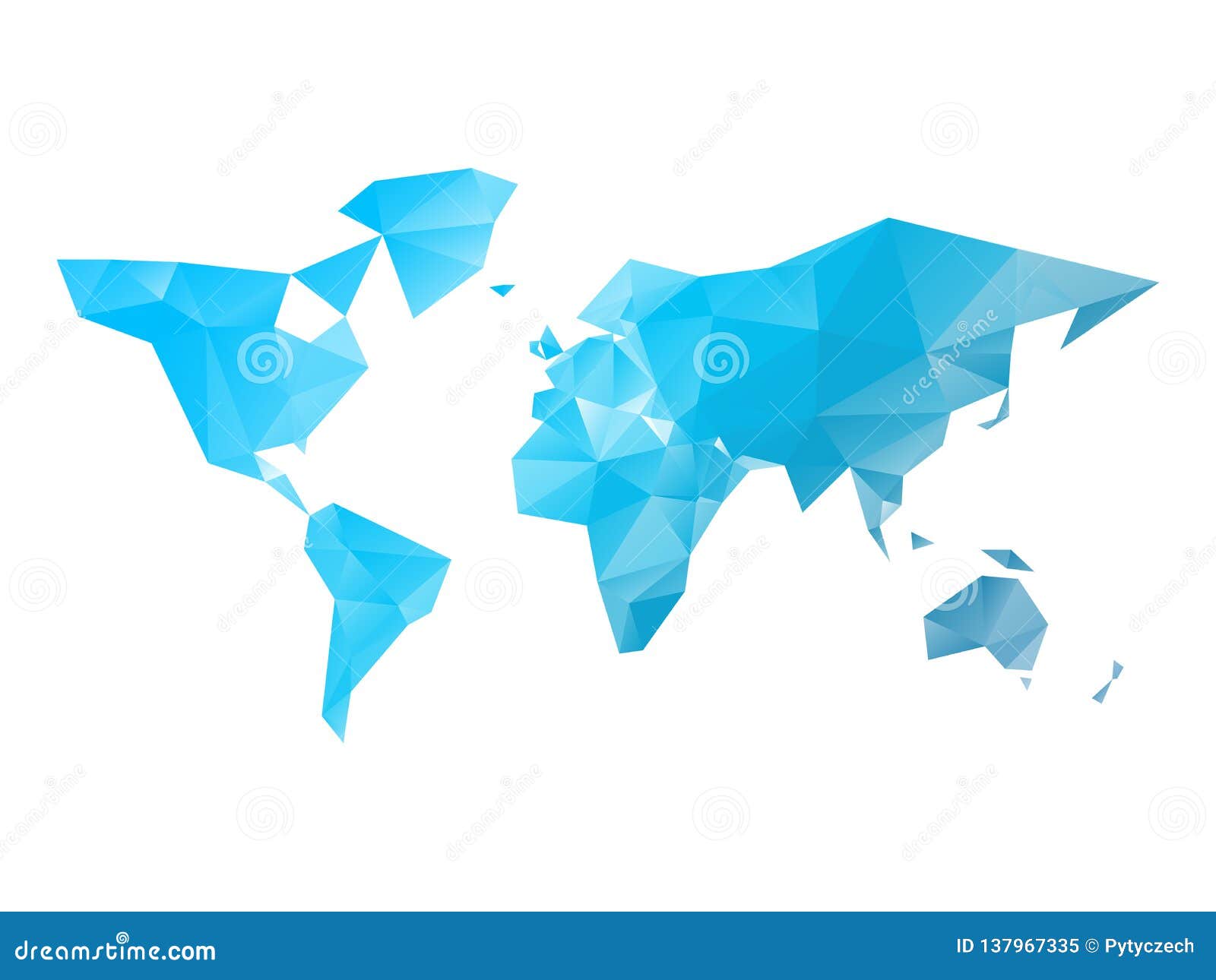 Low Poly Map of World in Shades of Blue. Vector Illustration Stock ...