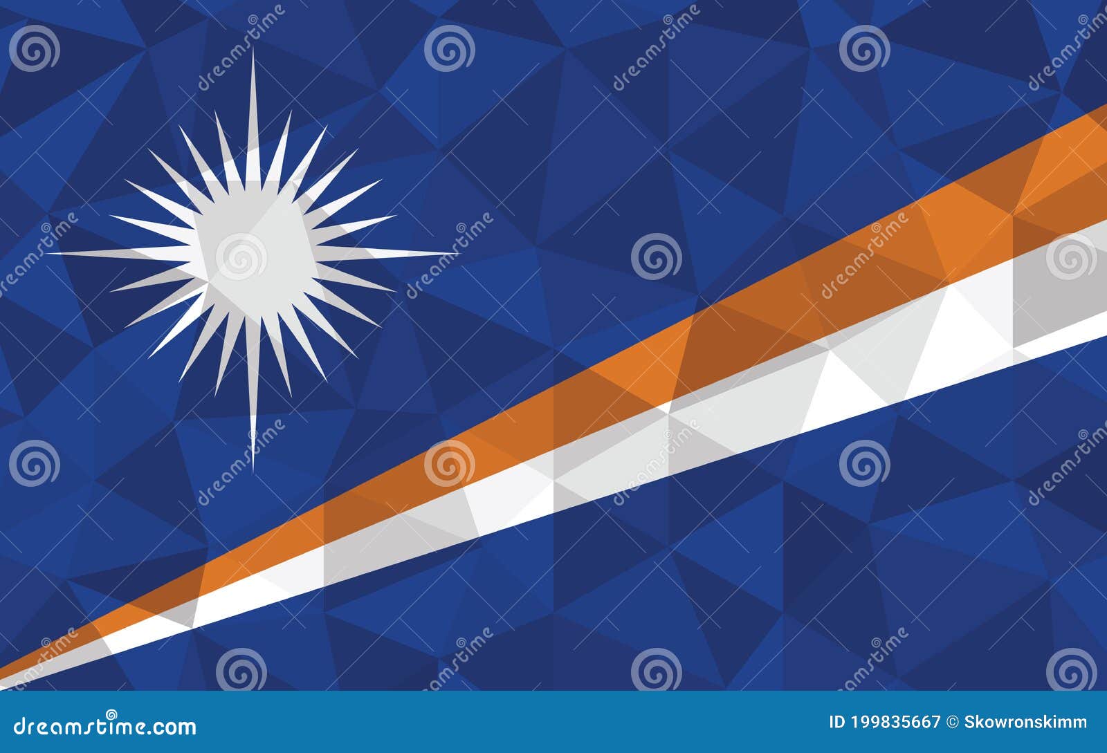Low Poly Marshall Islands Flag Vector Illustration. Triangular ...