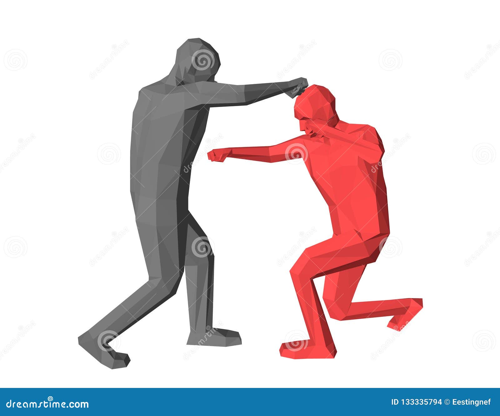 Low Poly Men Fighting. Isolated on White Background. Vector ...