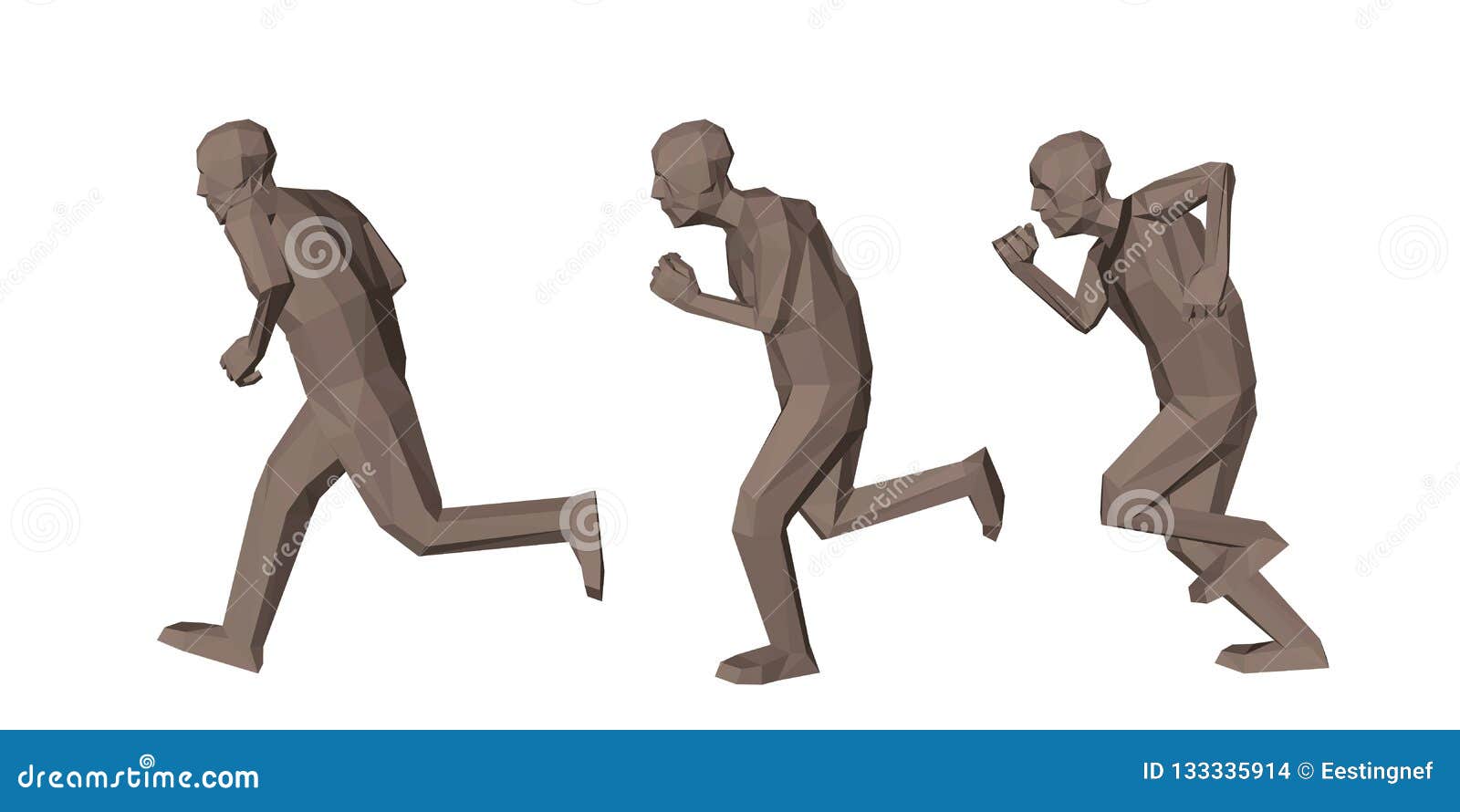 Low Poly Men Running. Isolated on White Background Stock Vector ...