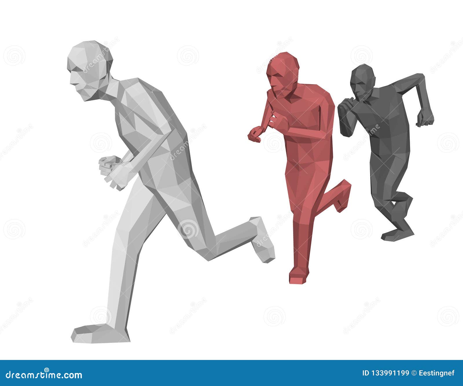 Low Poly Men Running. Isolated on White Background Stock Vector ...