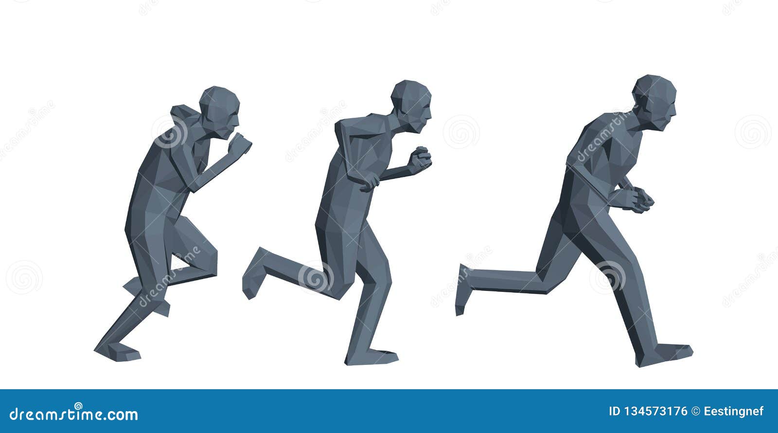 Low Poly Men Running. Isolated on White Background Stock Vector ...