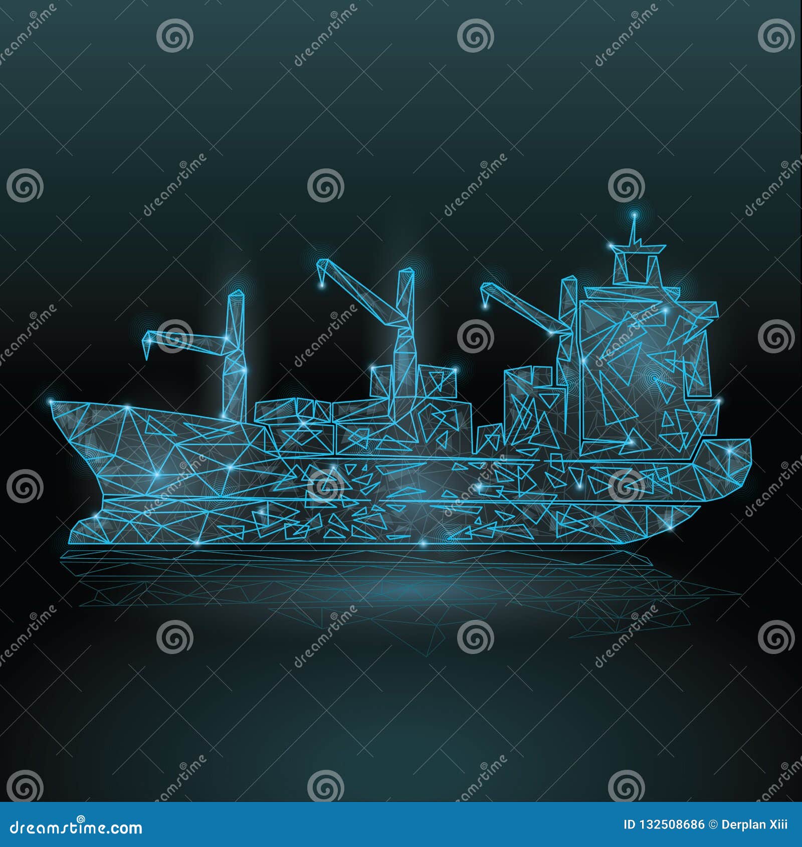 Low Poly Mesh Cargo Container Ship Transport Stock Vector ...