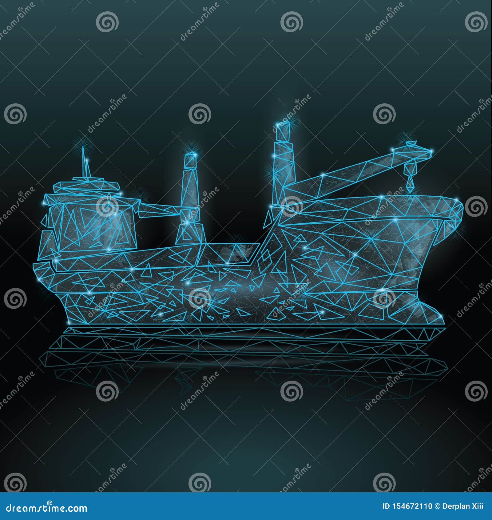 Low Poly Mesh Cargo Container Ship Transport Stock Vector ...