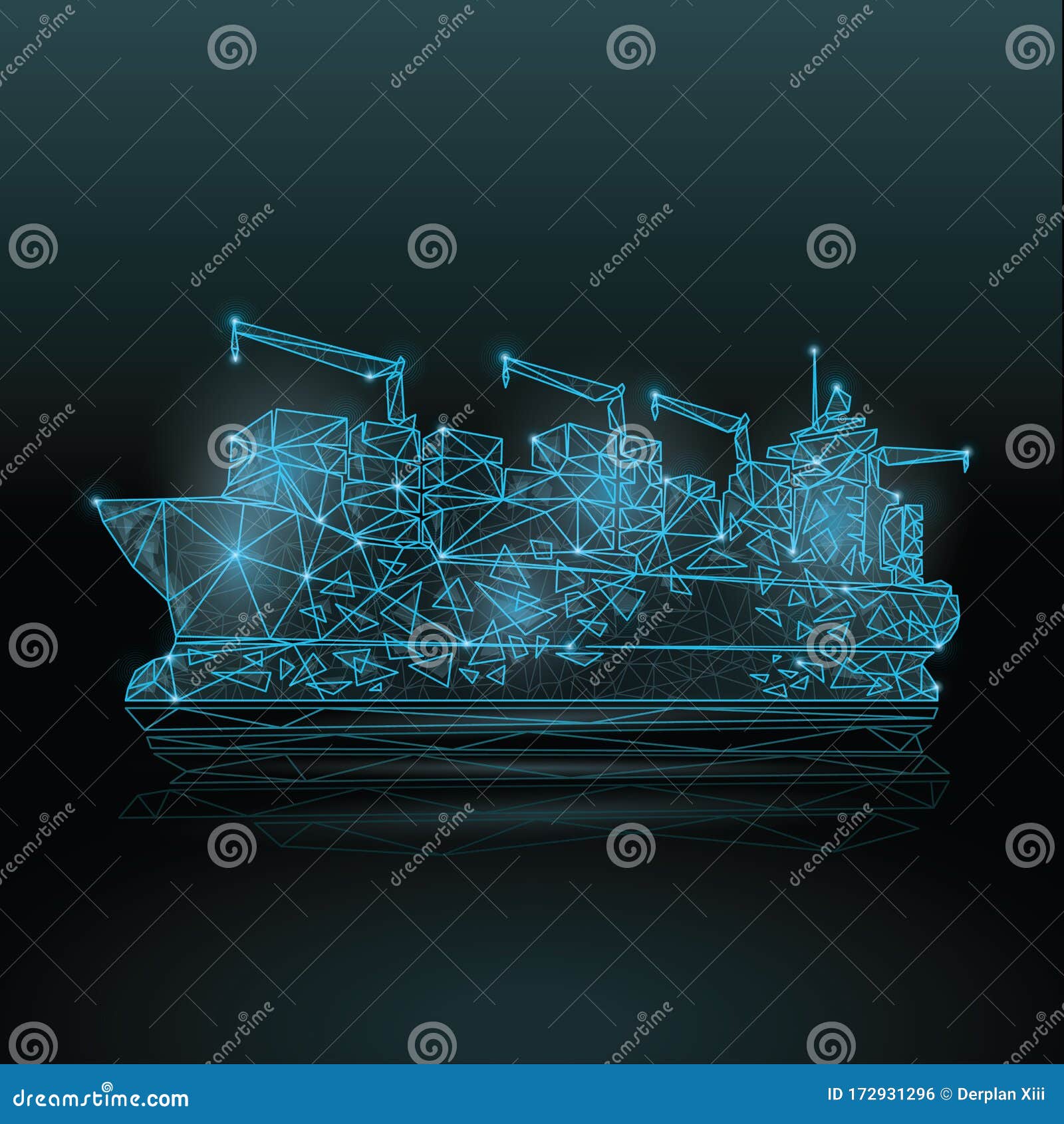 Low Poly Mesh Cargo Container Ship Transport Stock Photo - Image of ...