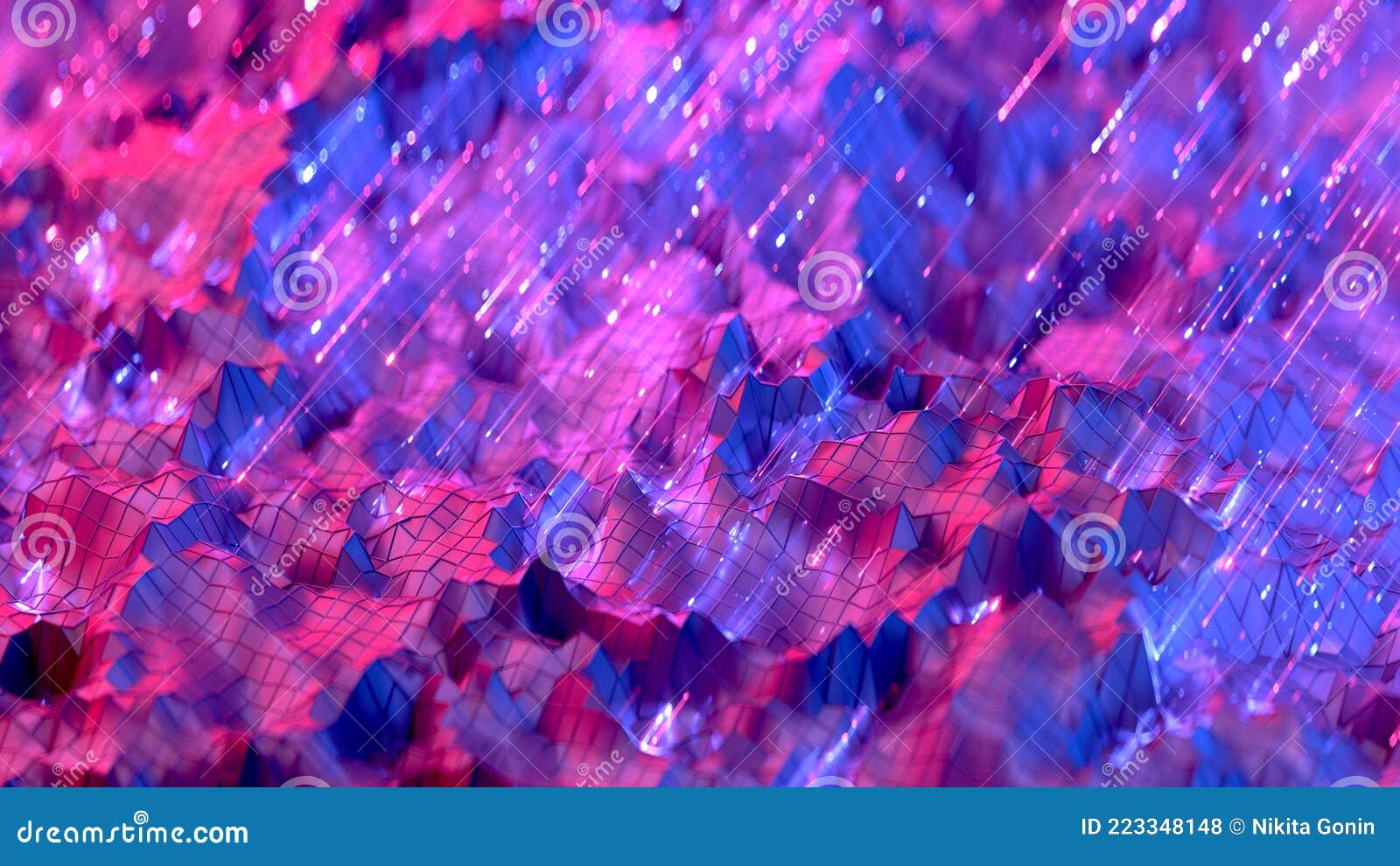 Low Poly Mesh in Retrowave Neon Light 3D Render Illustration Stock ...