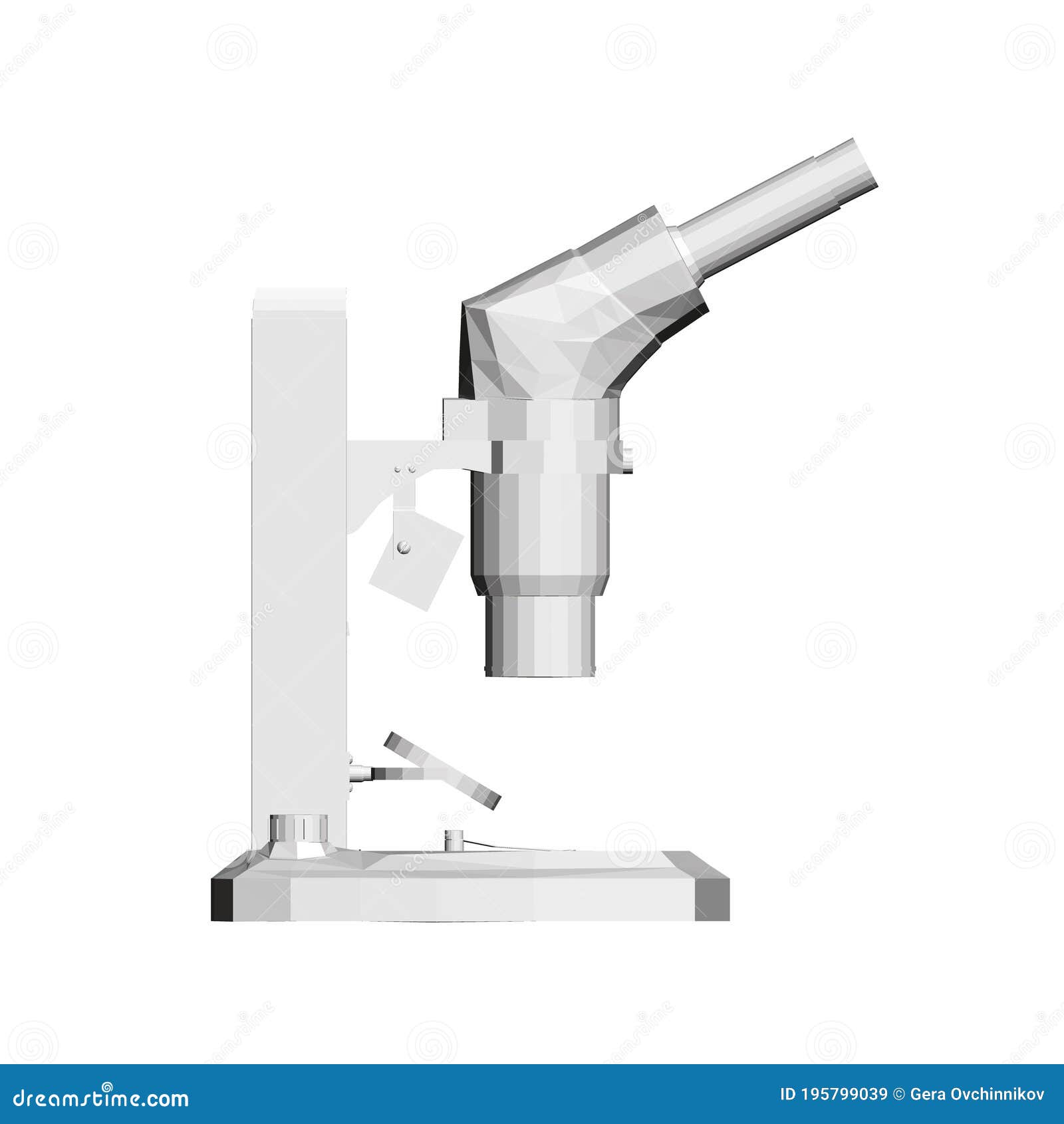 Low Poly Microscope. White Desktop Microscope. Side View. 3D Stock ...