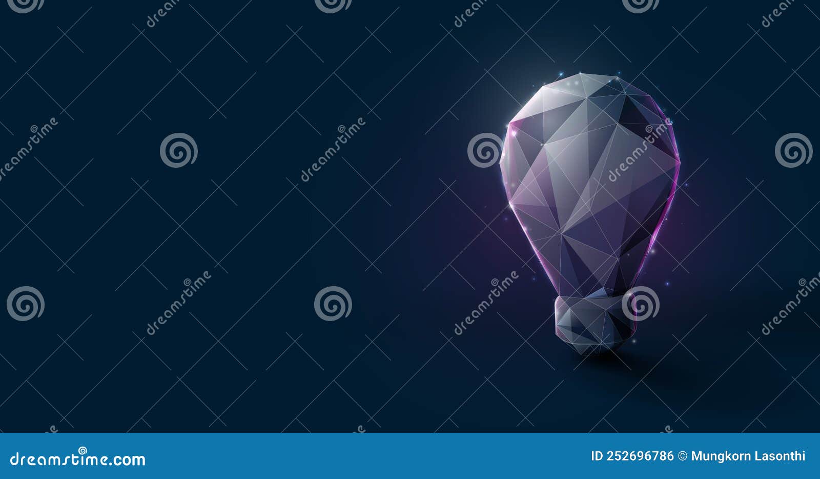 Low Poly Model Design with Light Bulb. Ideas Creativity Concept Stock ...