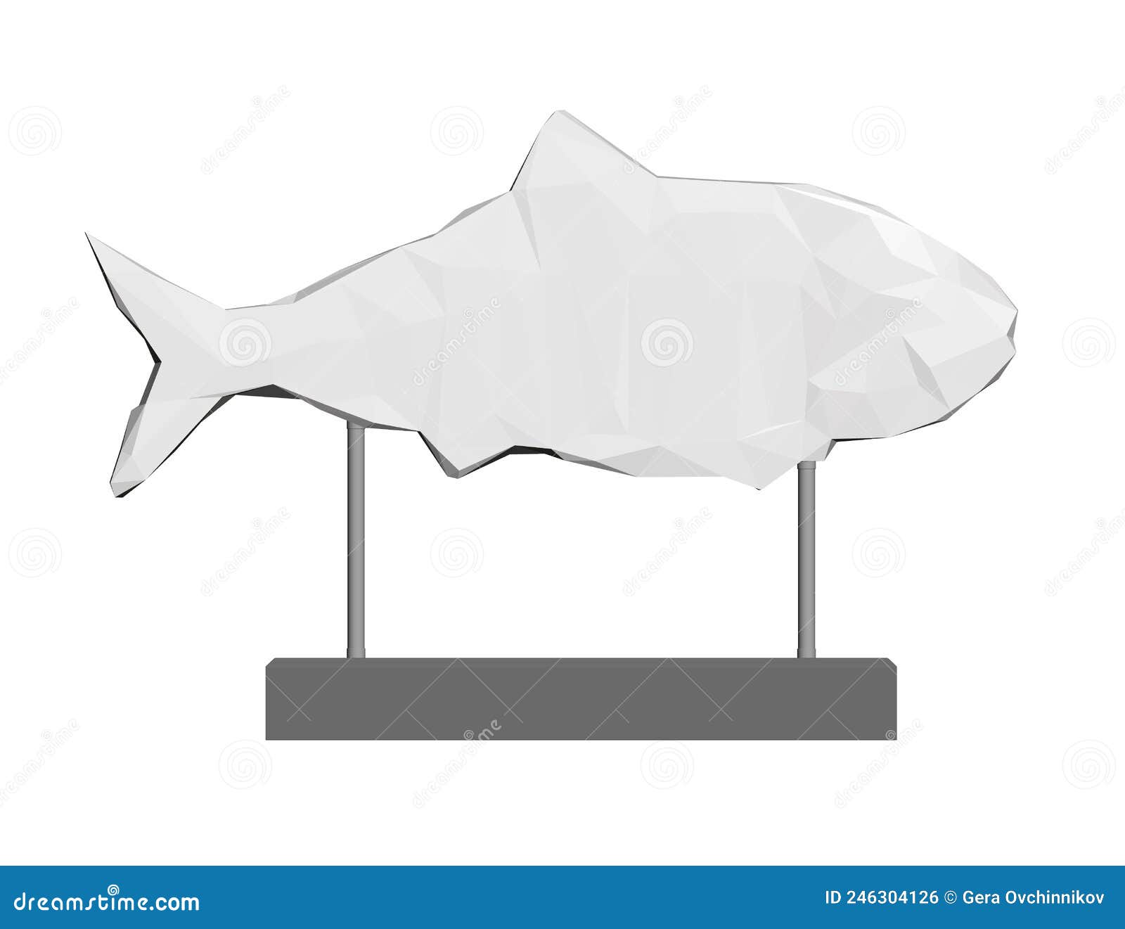 Low Poly Model of Fish Figurine Isolated on White Background. 3D Stock ...