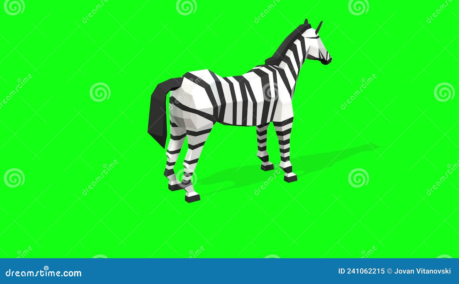 Low Poly Model of Zebra Animation on Green Screen Stock Video - Video ...