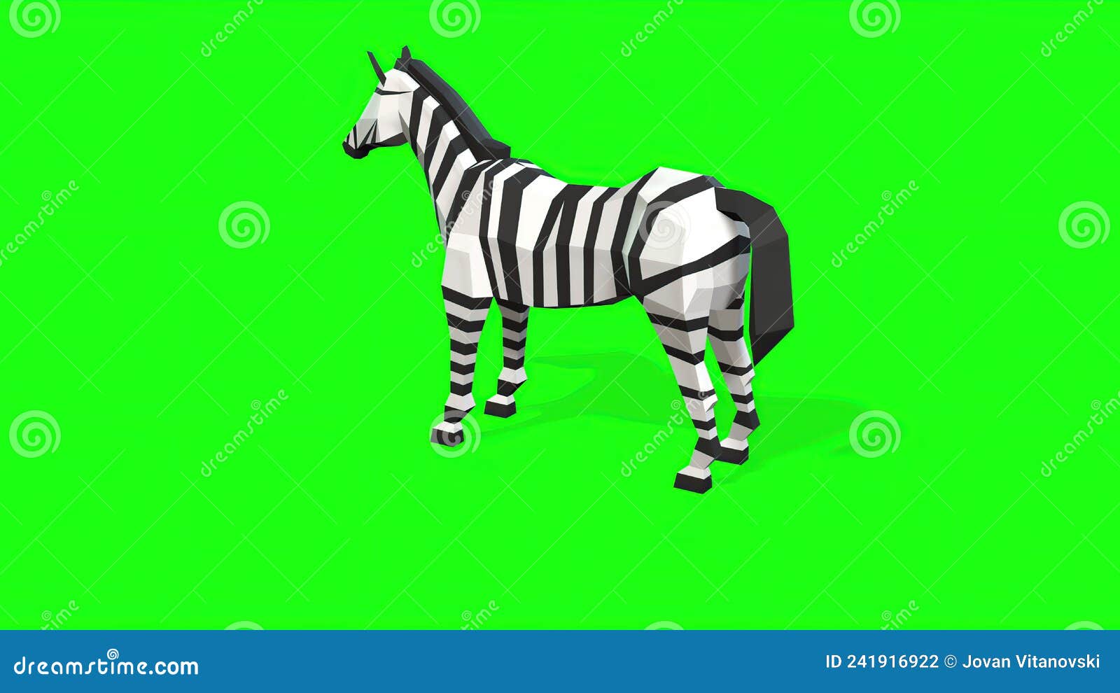 Low Poly Model of Zebra on Green Screen Background Stock Illustration ...