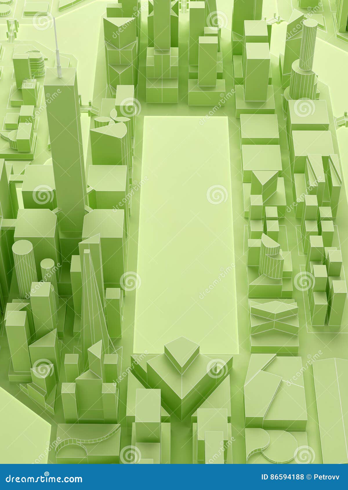 Low Poly Modern Wireframe City 3d Rendering Stock Illustration ...