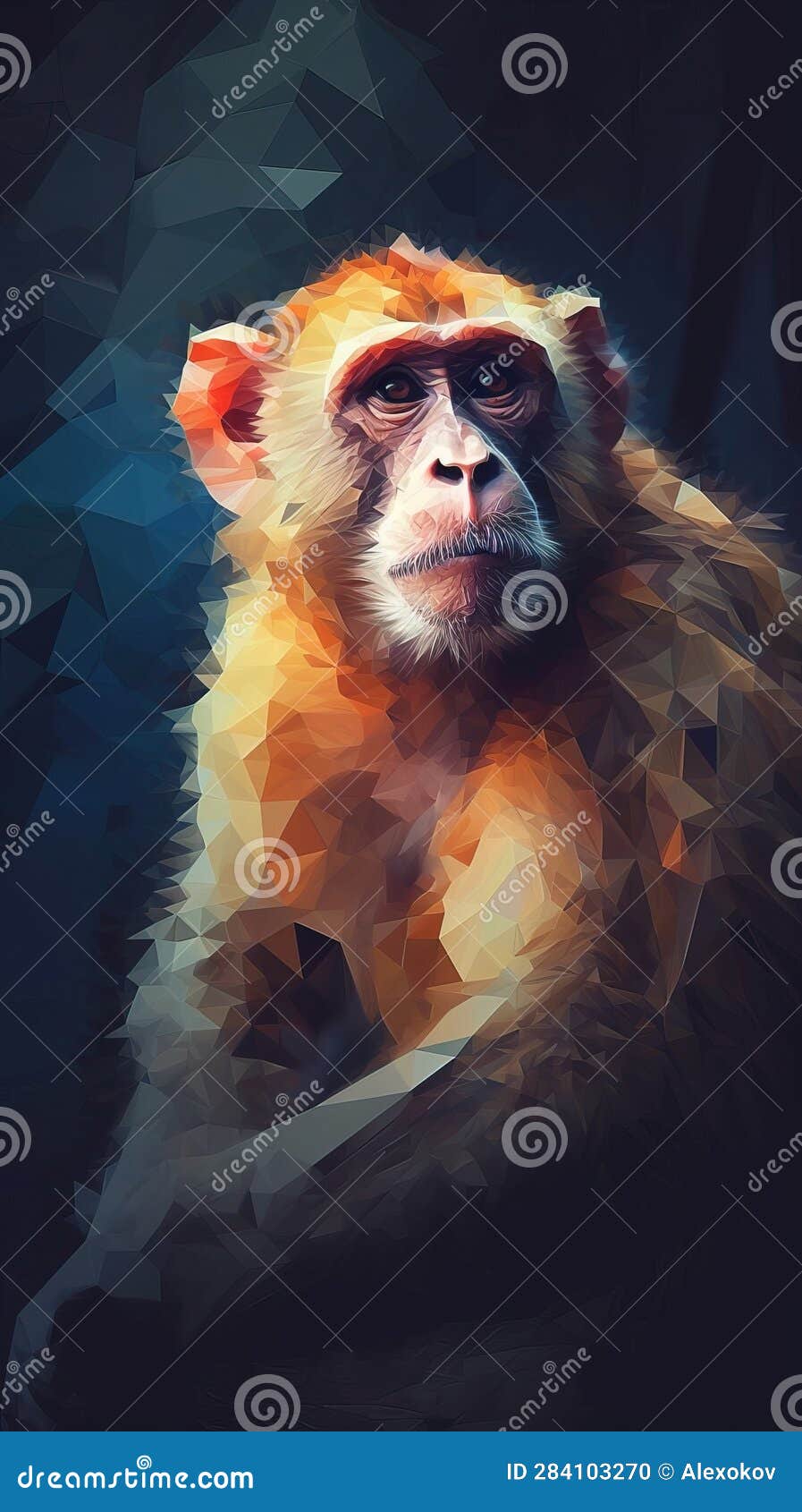 Low Poly Monkey on Dark Background. Generative AI Stock Illustration ...