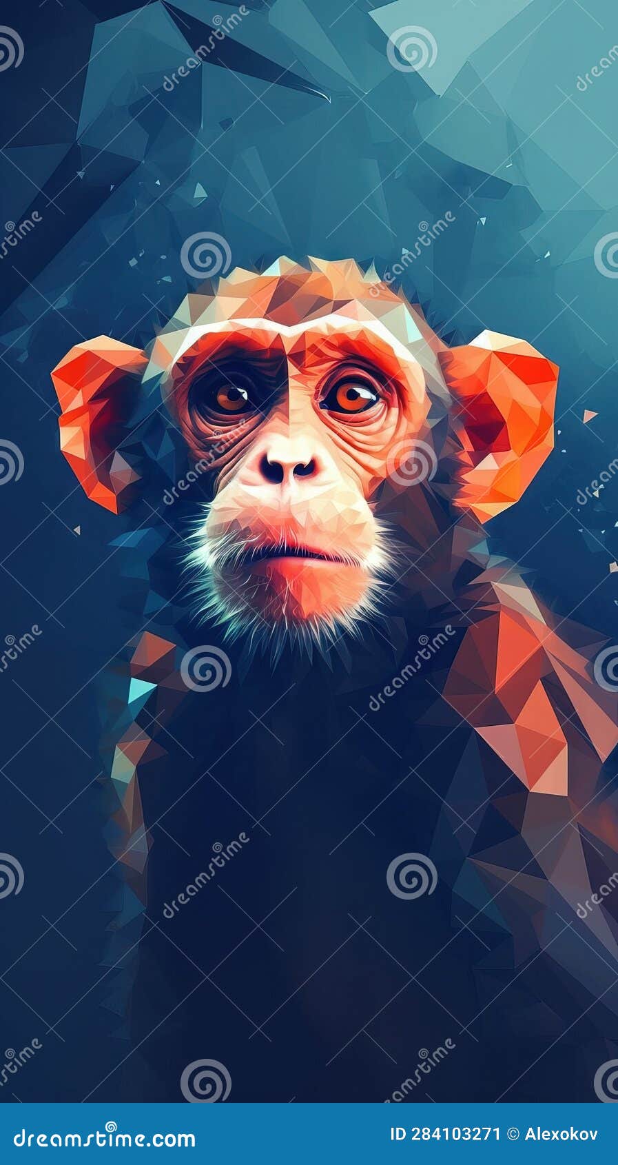 Low Poly Monkey on Dark Background. Generative AI Stock Illustration ...
