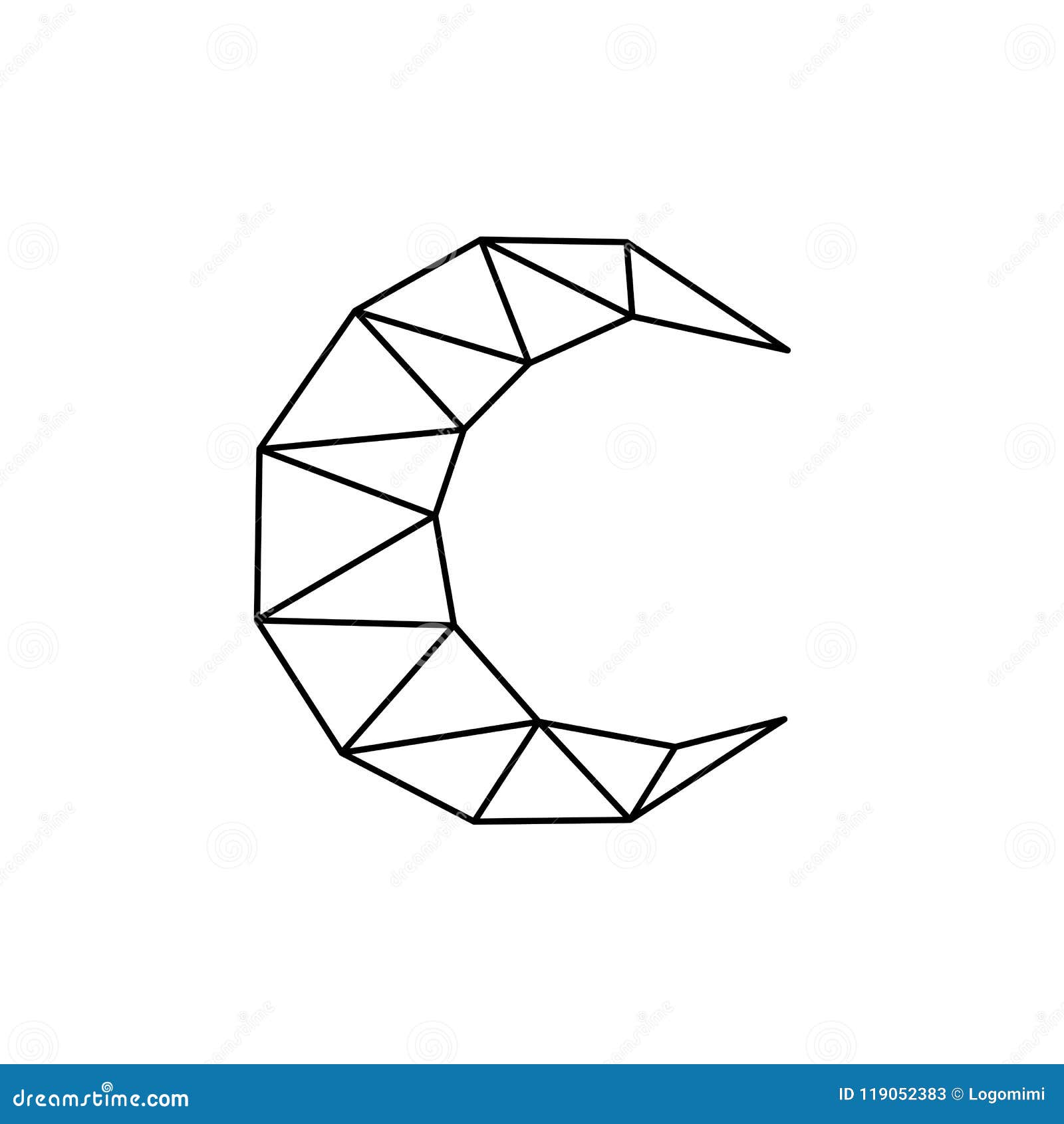 Low Poly Moon, Line Art Drawing, Vector Illustration Stock Vector ...