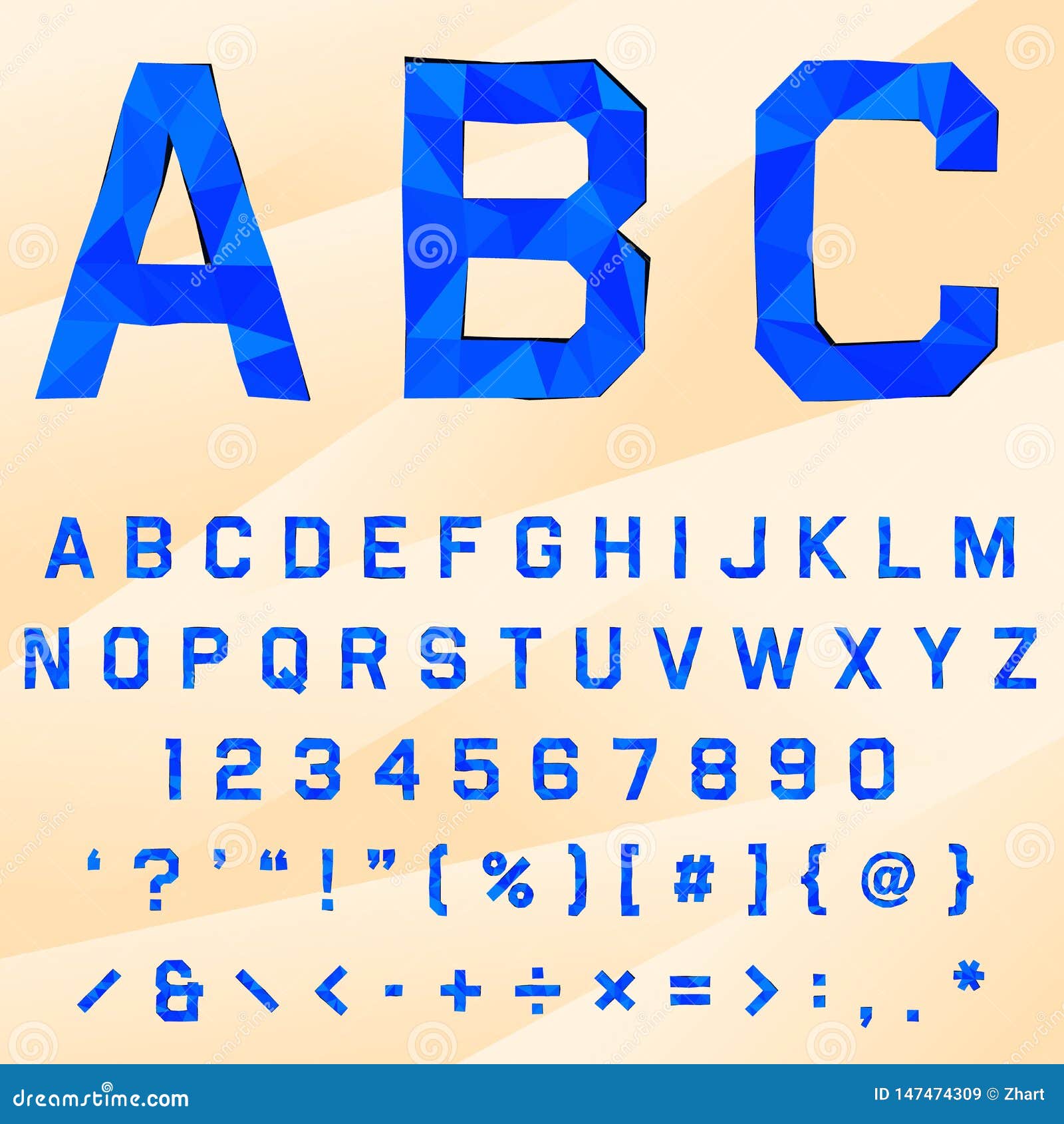 Low Poly Mosaic Font with Triangle Shapes and Polygons Stock Vector ...