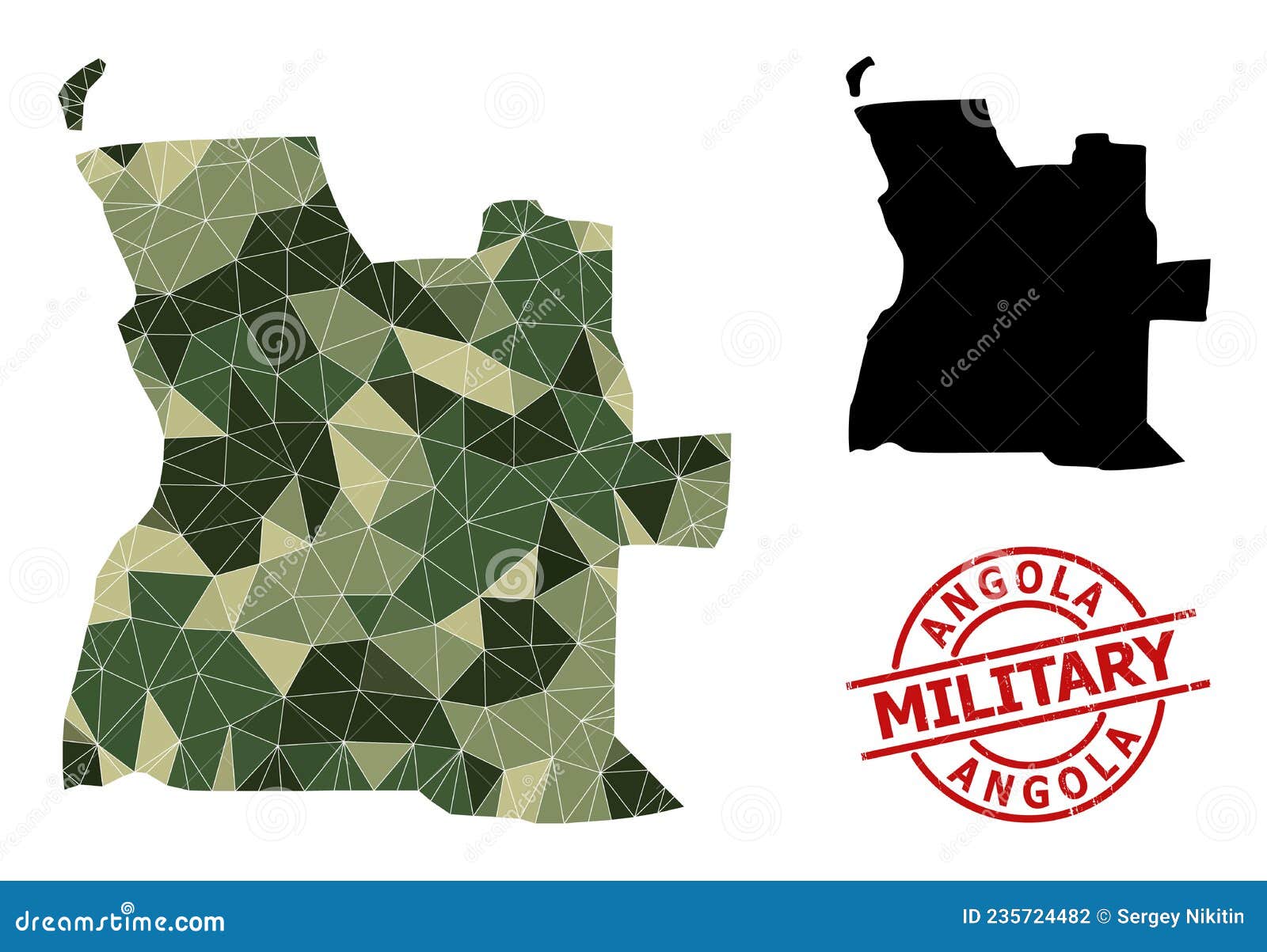 Low-Poly Mosaic Map of Angola and Distress Military Stamp Stock ... Low-Poly Mosaic Map of Angola and Distress Military Stamp Stock ...