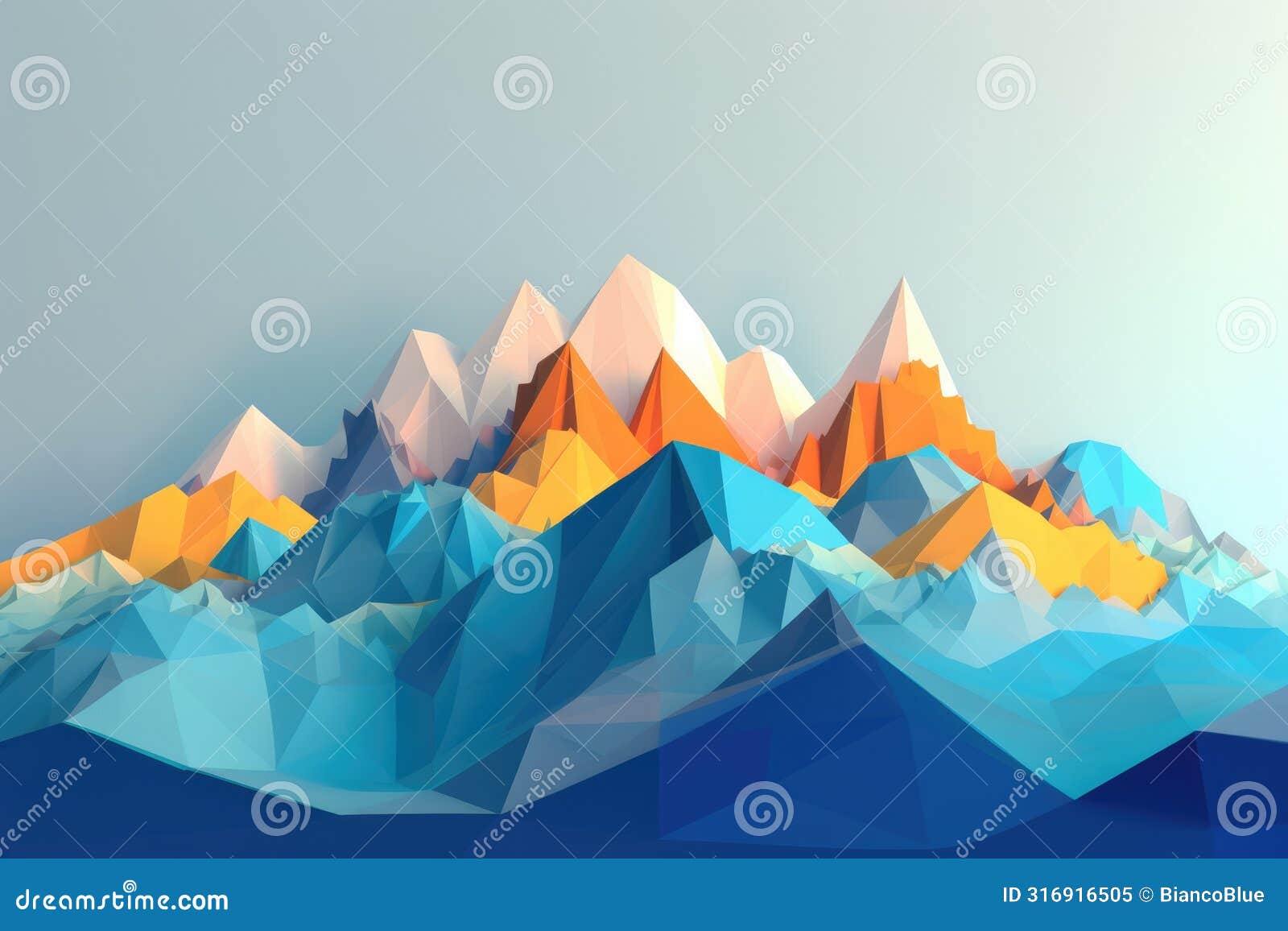 A Low Poly Mountain Range in the Style of a Topographic Map. AIG51A ...