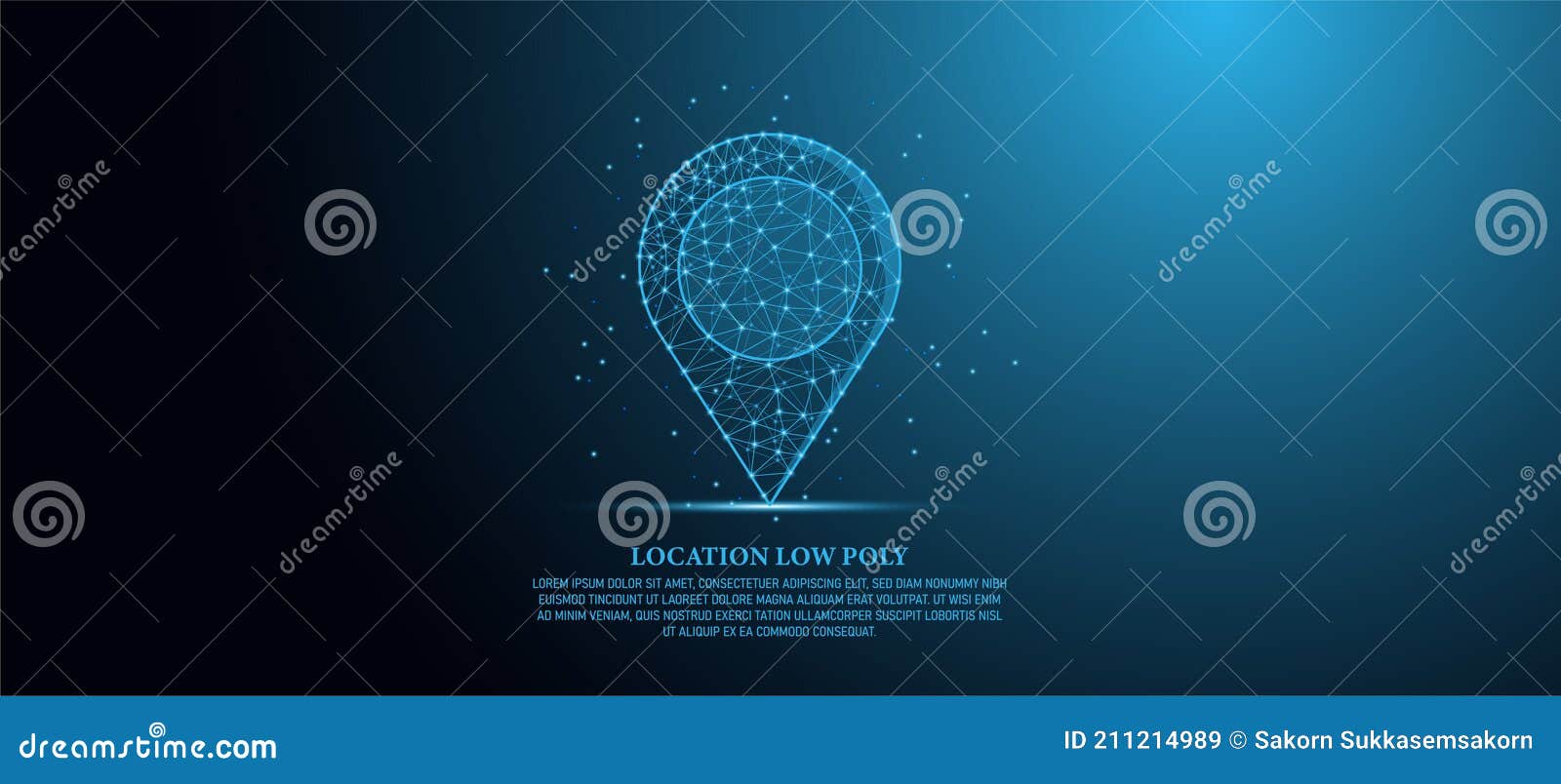 Low Poly Navigation Concept, Map Position or GPS Pin from Bright Spot ...
