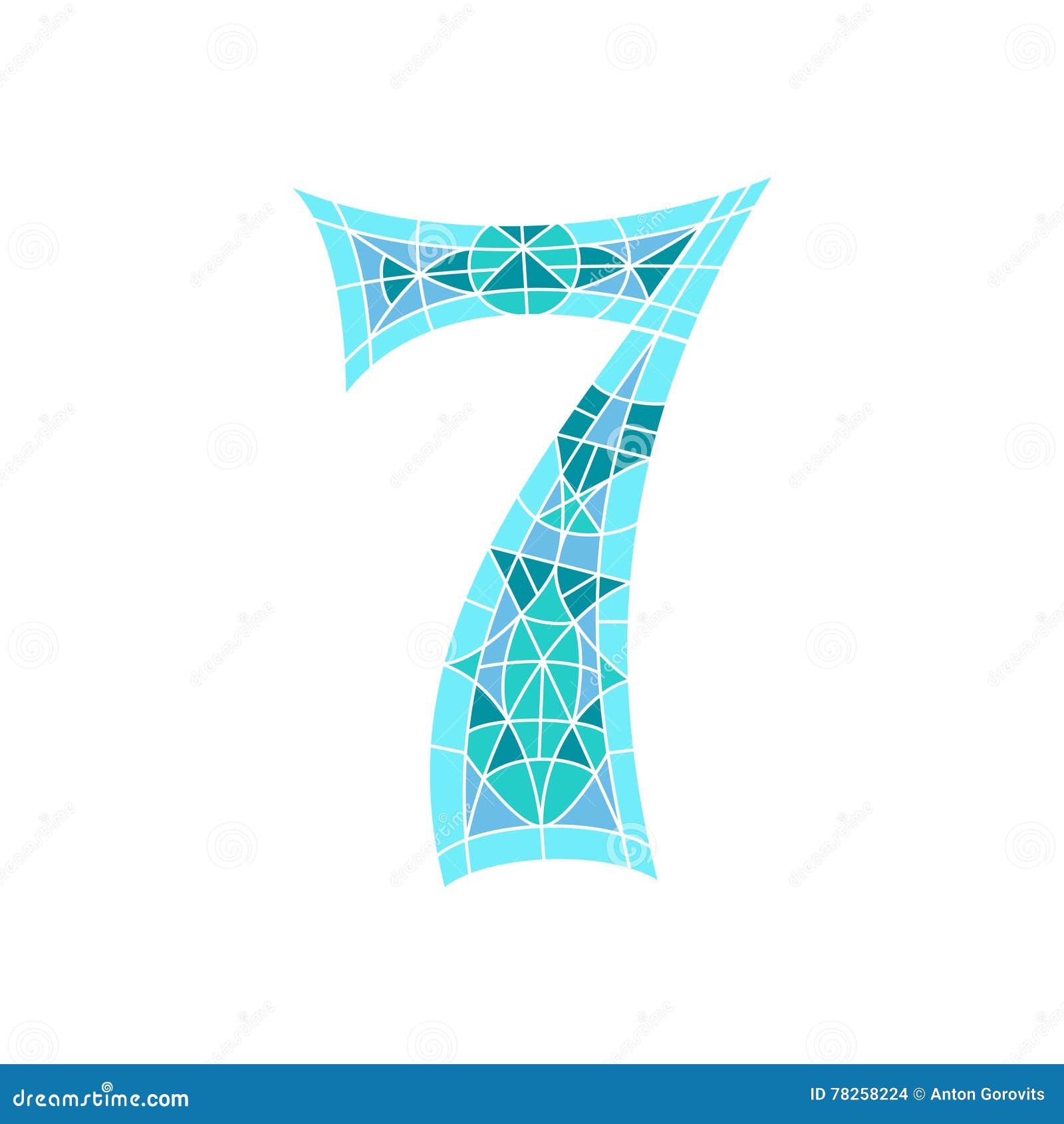 Low Poly Number 7 in Blue Mosaic Polygon Stock Vector - Illustration of ...