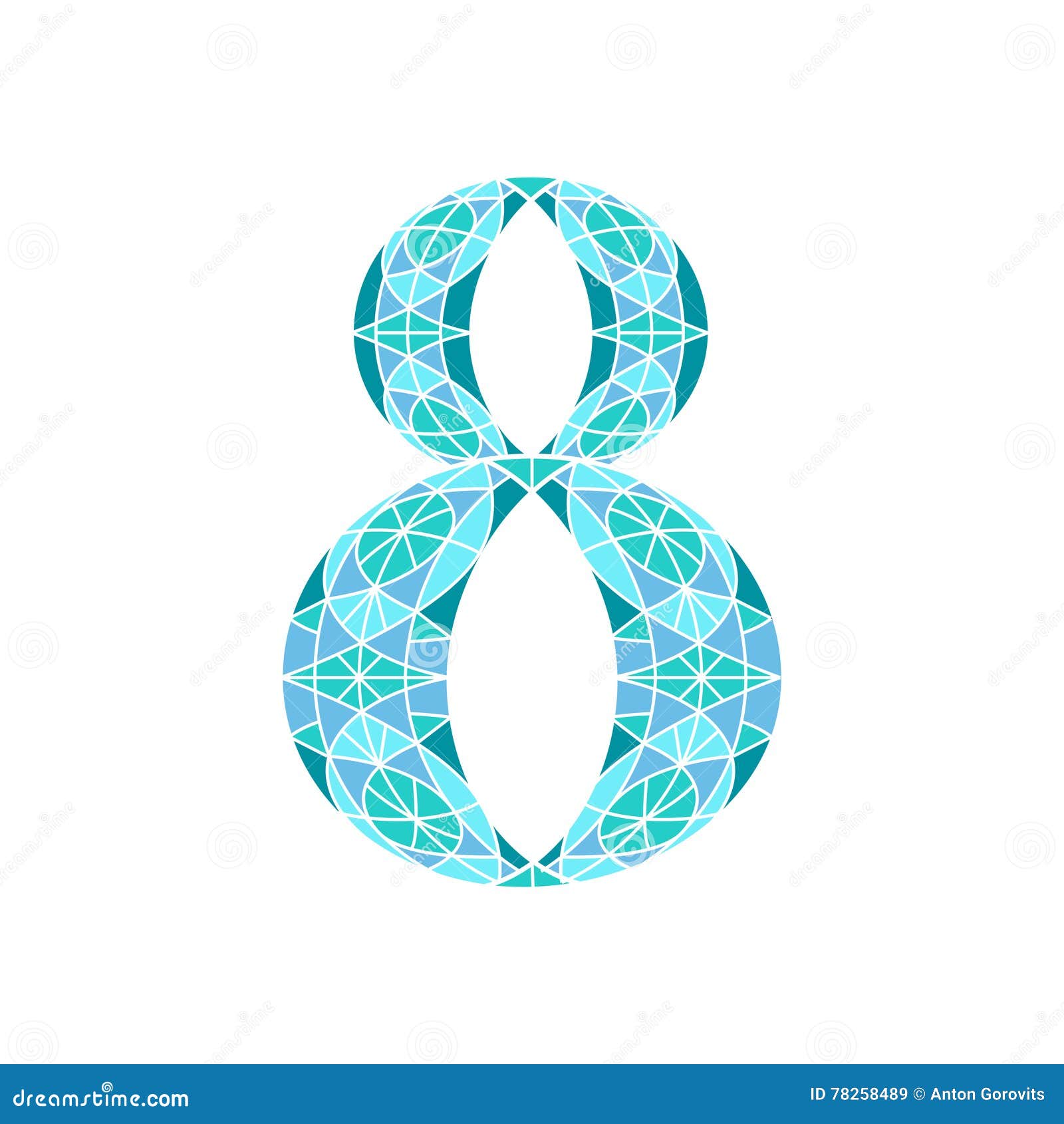 Low Poly Number 8 in Blue Mosaic Polygon Stock Vector - Illustration of ...