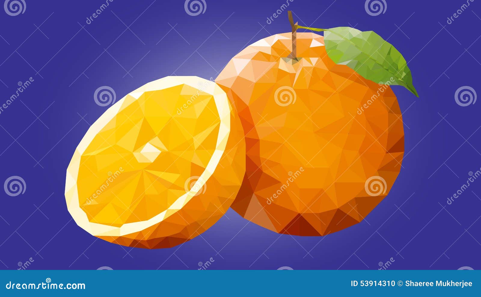 Low Poly Orange stock vector. Illustration of vector - 53914310