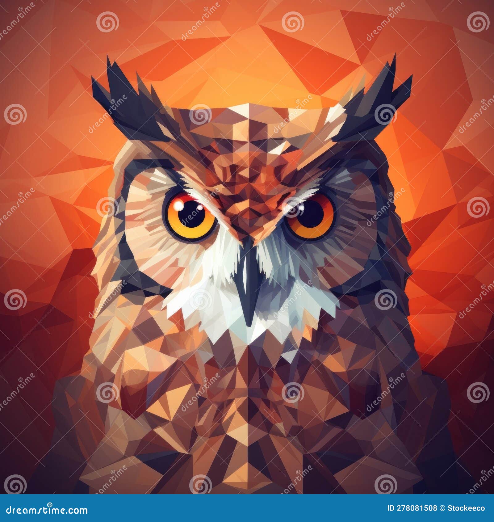 Low Poly Owl Portrait In Surreal Style Royalty-Free Illustration ...
