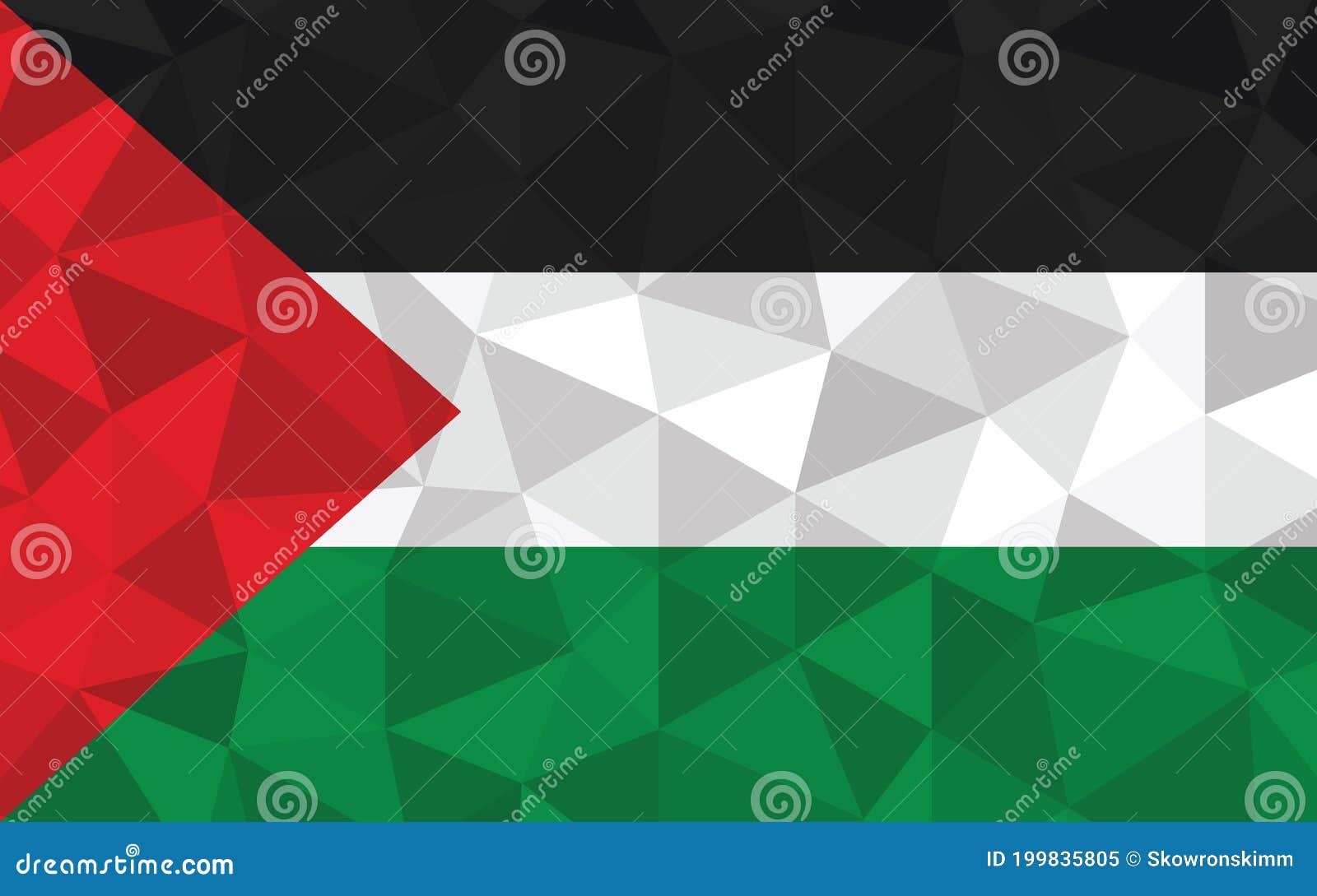 Low Poly Palestine Flag Vector Illustration. Triangular Palestinian ...