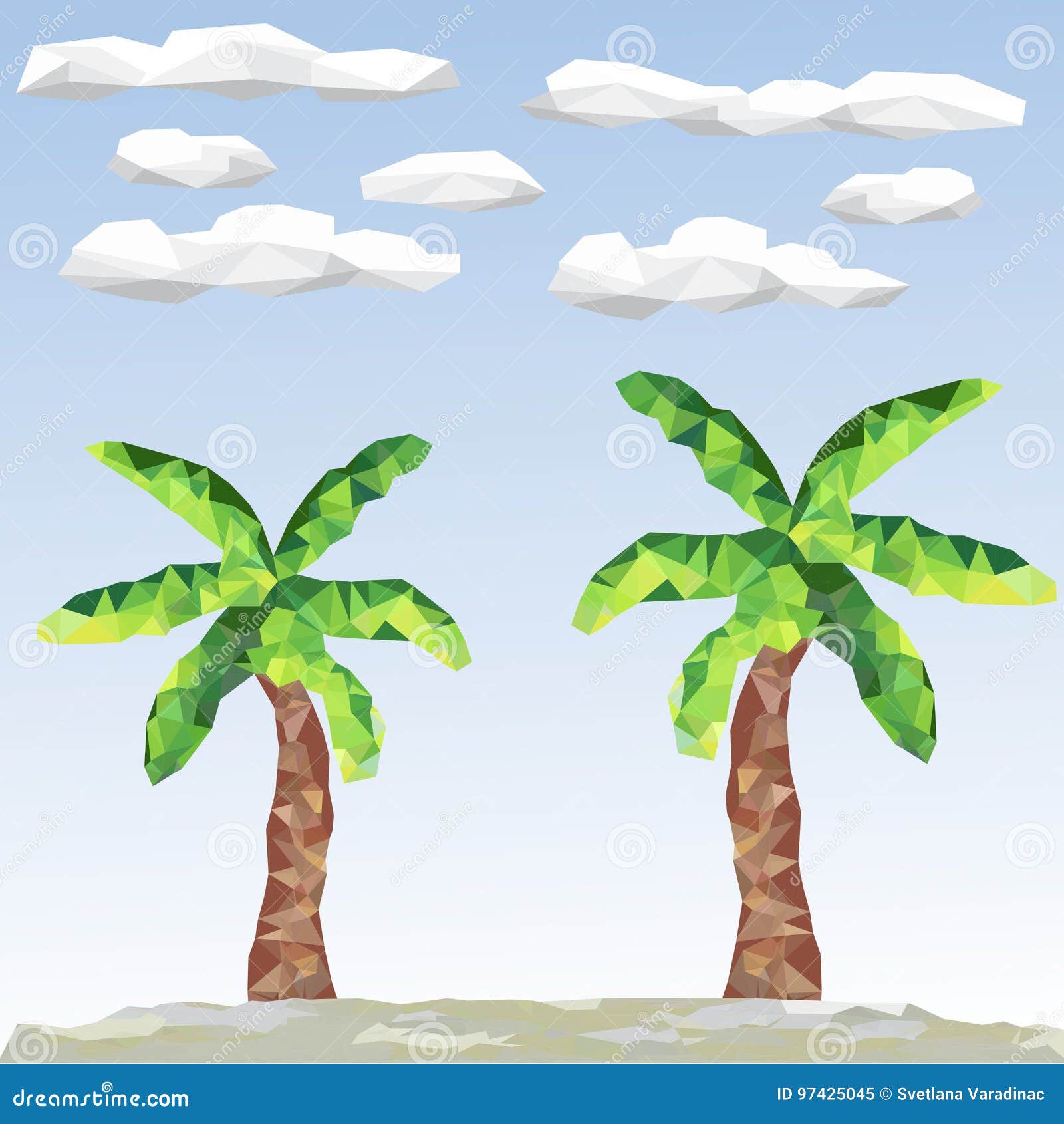 Low Poly Palms Clouds Stock Illustrations – 13 Low Poly Palms Clouds ...