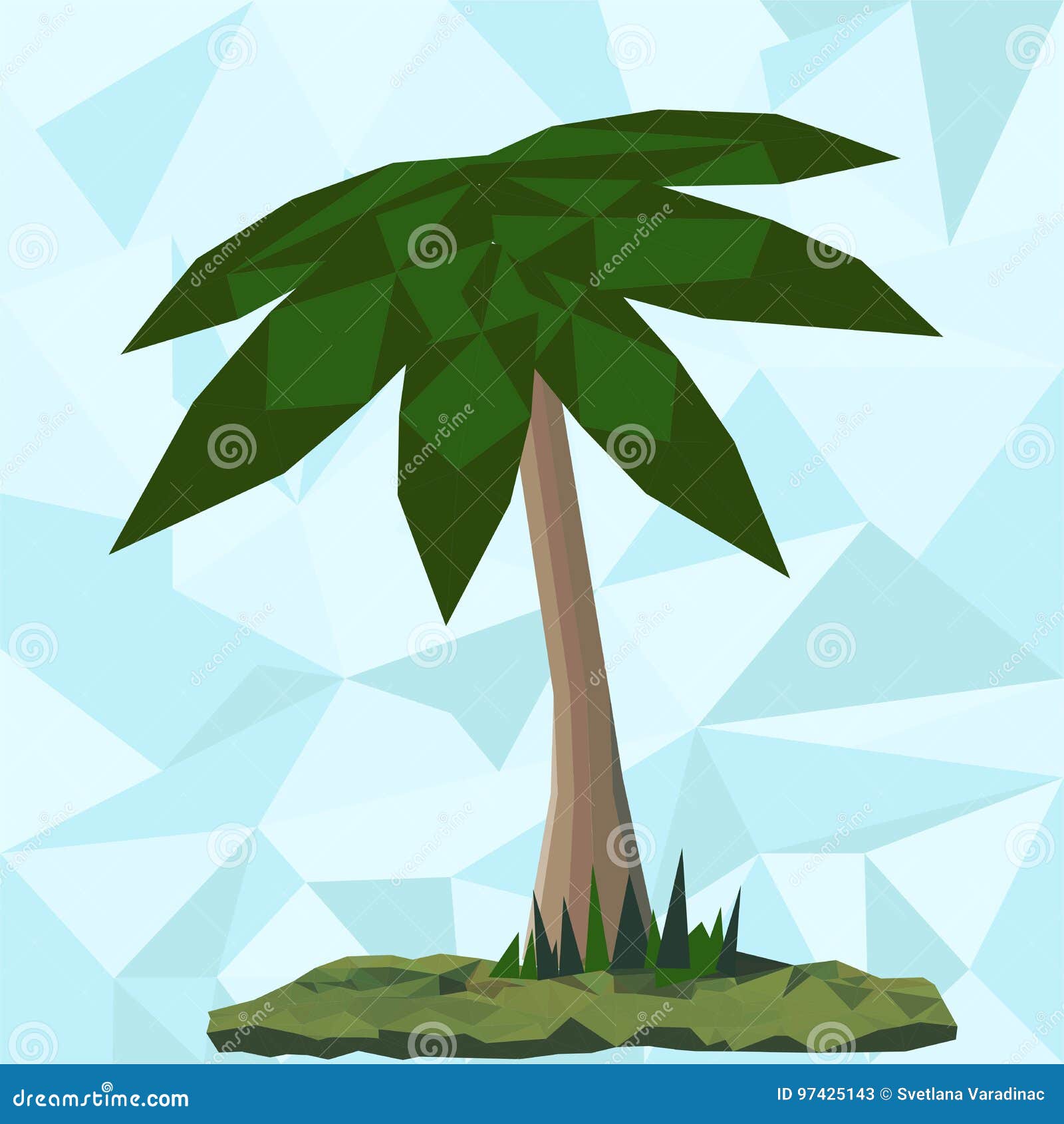 Low Poly Palms on Green Landscape Stock Vector - Illustration of exotic ...