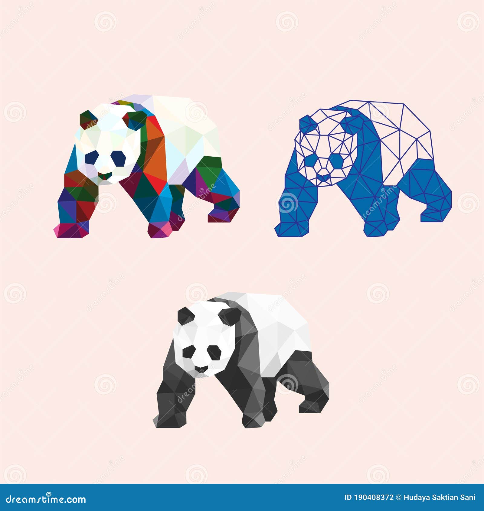 LOW POLY PANDA POLYGONAL TRIANGULAR GEOMETRIC ILLUSTRATION Stock Vector ...